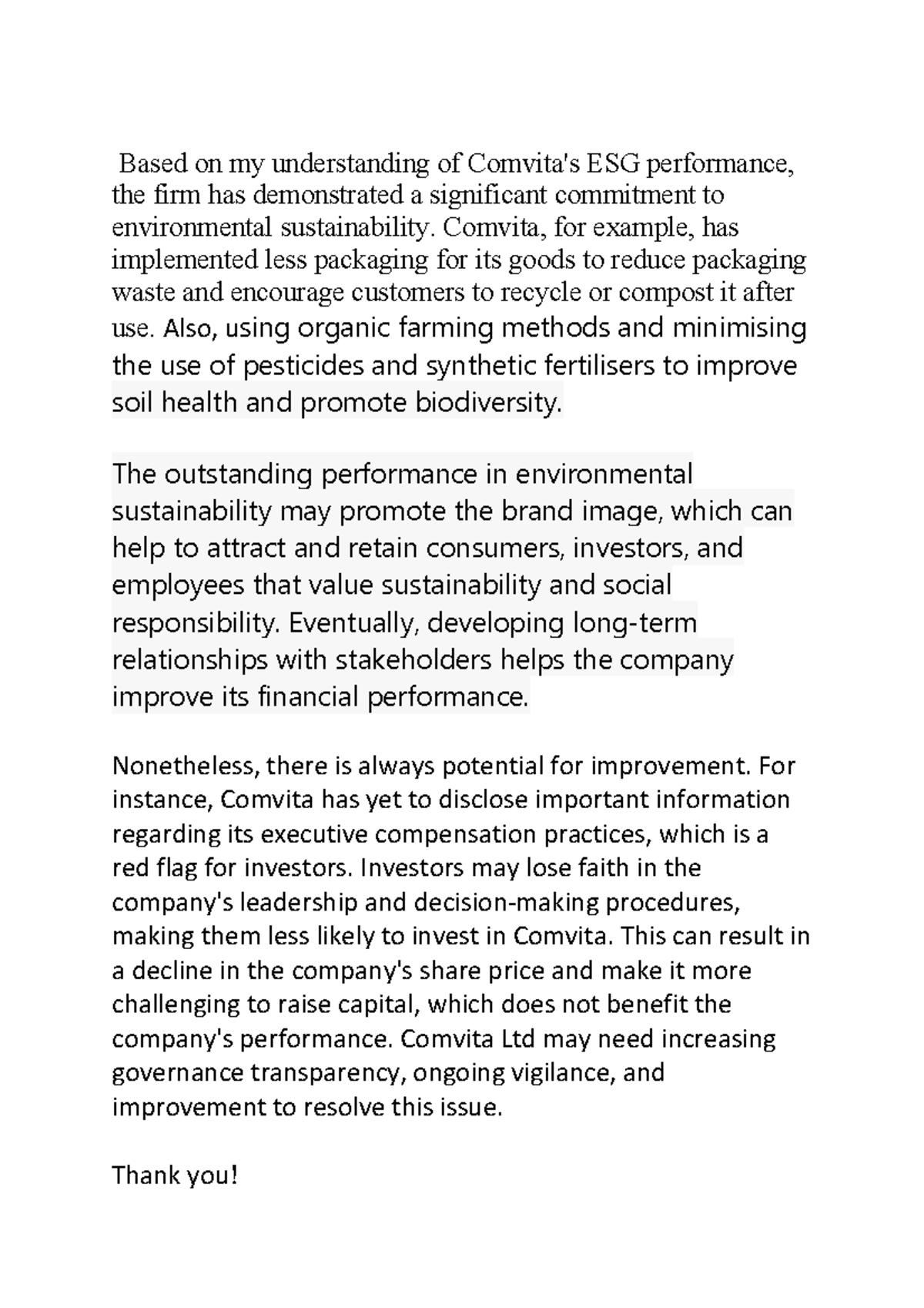202- A1- ESG Matter - Presentation scrip - Based on my understanding of ...