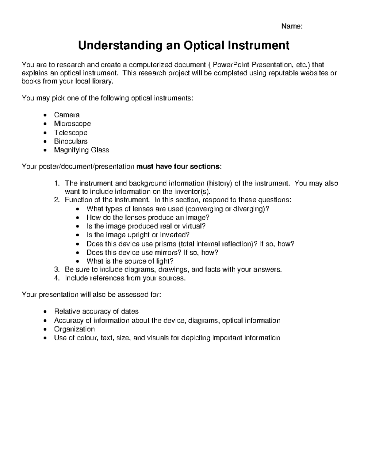 Understanding an Optical Instrument and Their Uses - Name ...