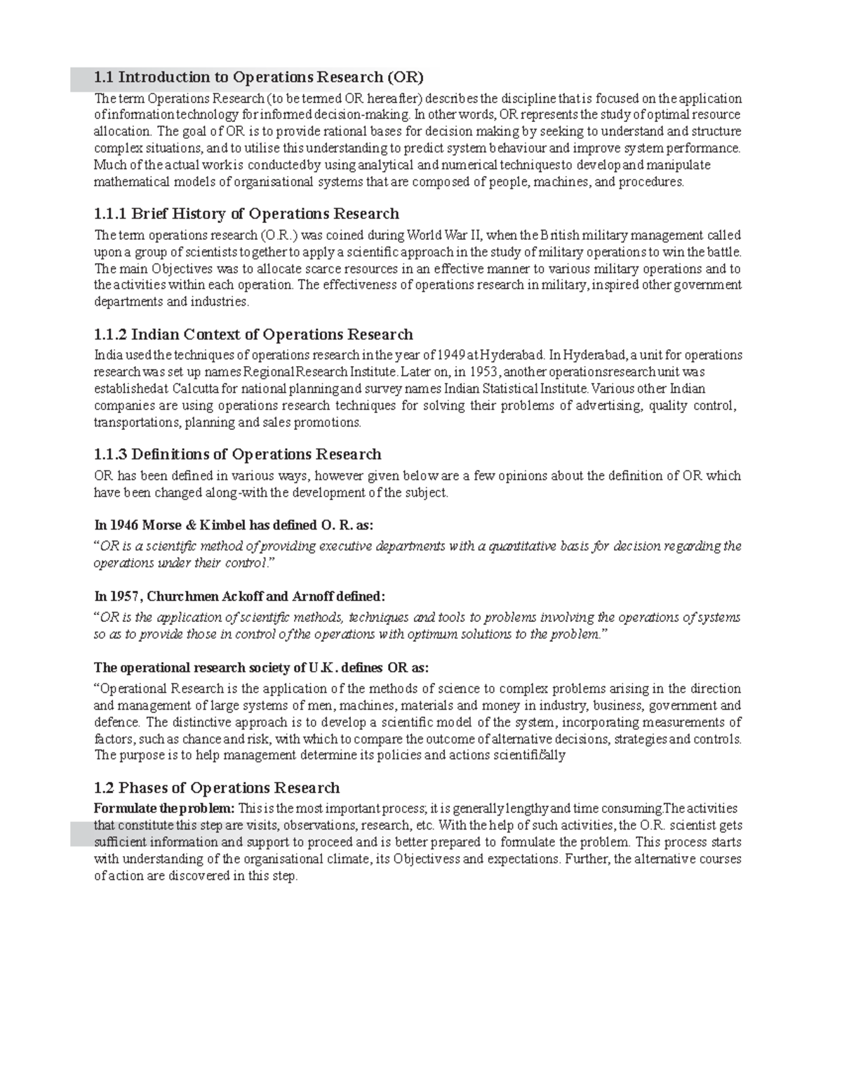 Introduction to operation research - In other words, OR represents the ...