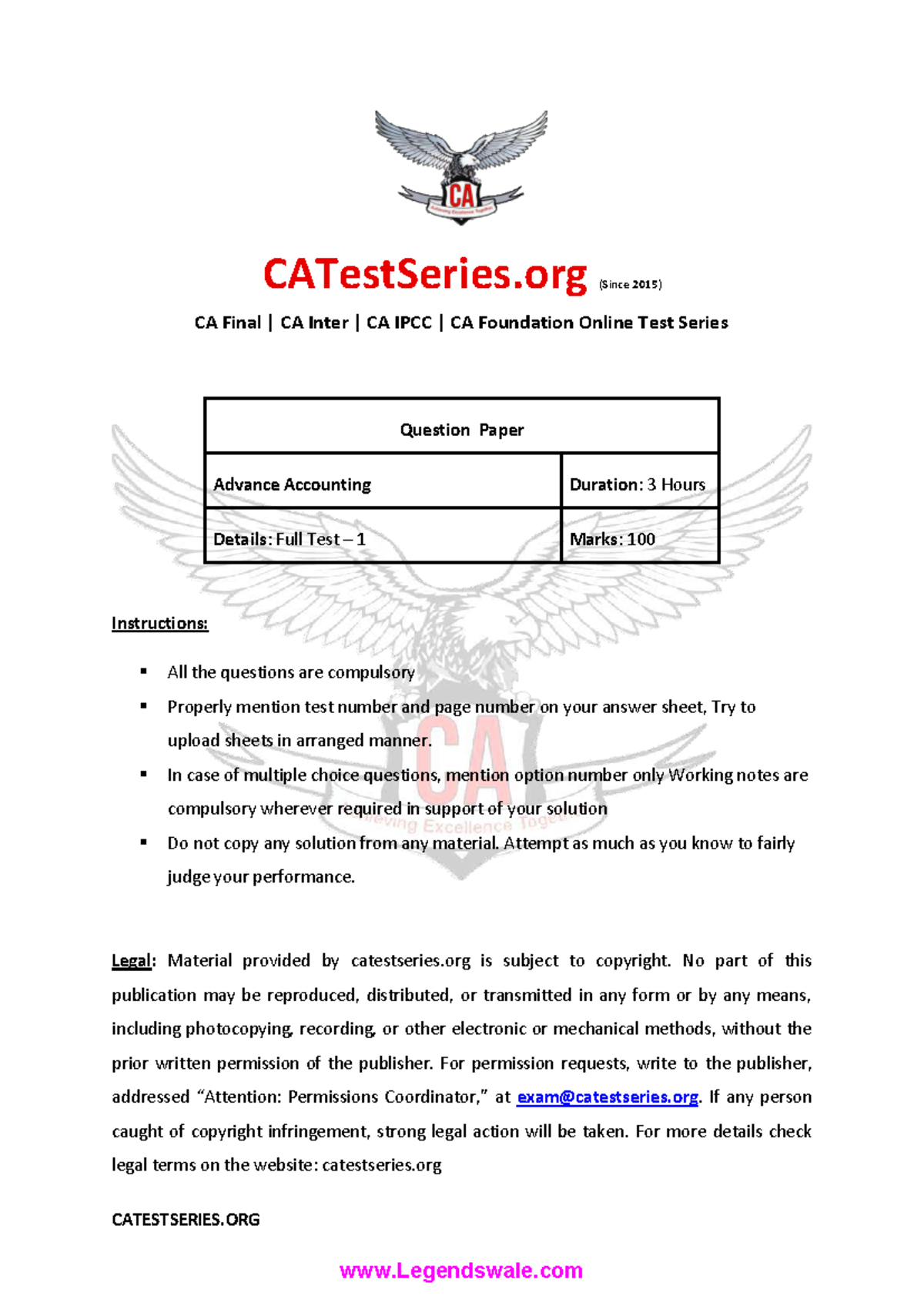 Adc Ac Test1 QP CAT @CAInter Legends - CATESTSERIES CATestSeries (Since ...