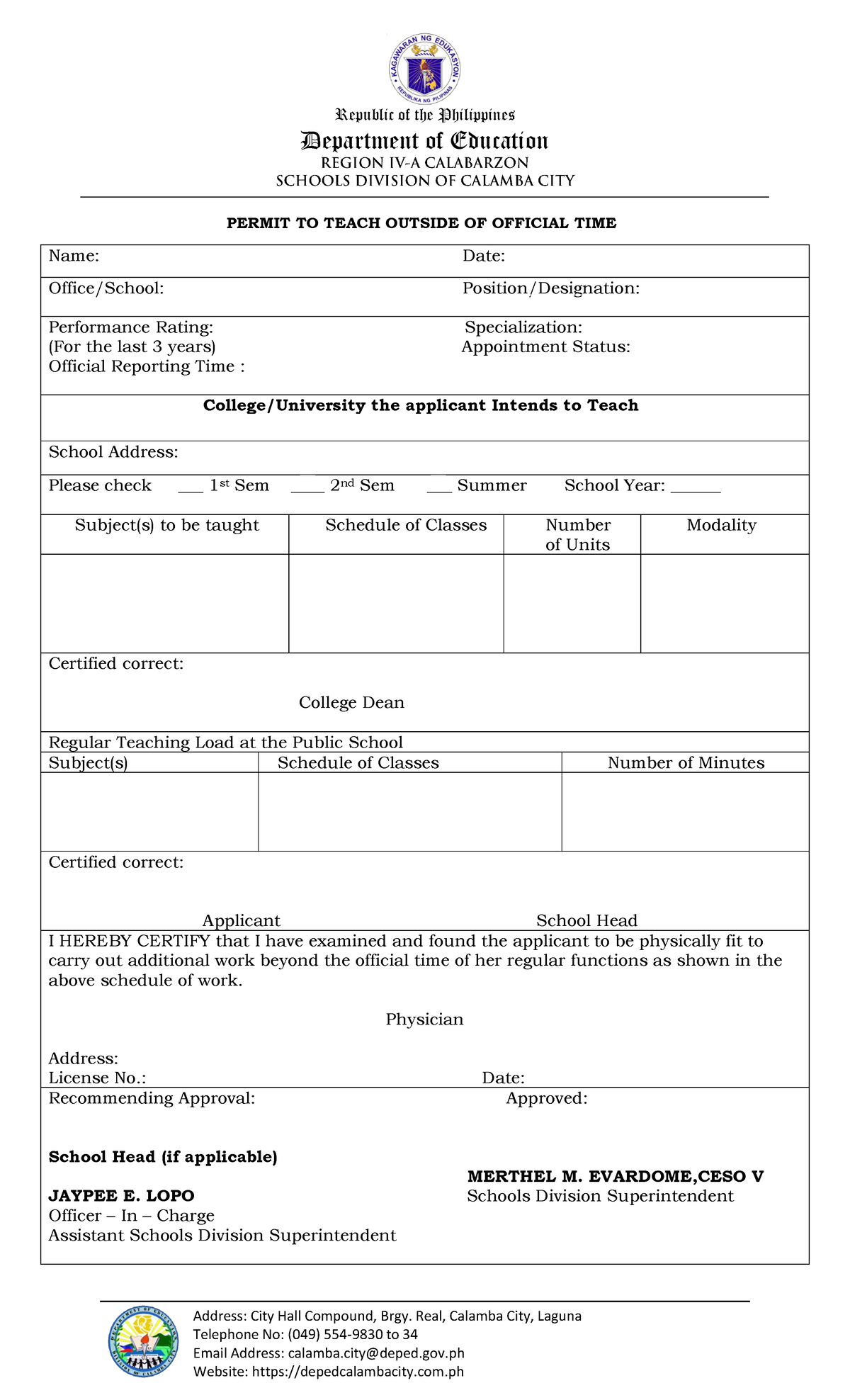 Permit to Teach Template - Republic of the Philippines Department of ...
