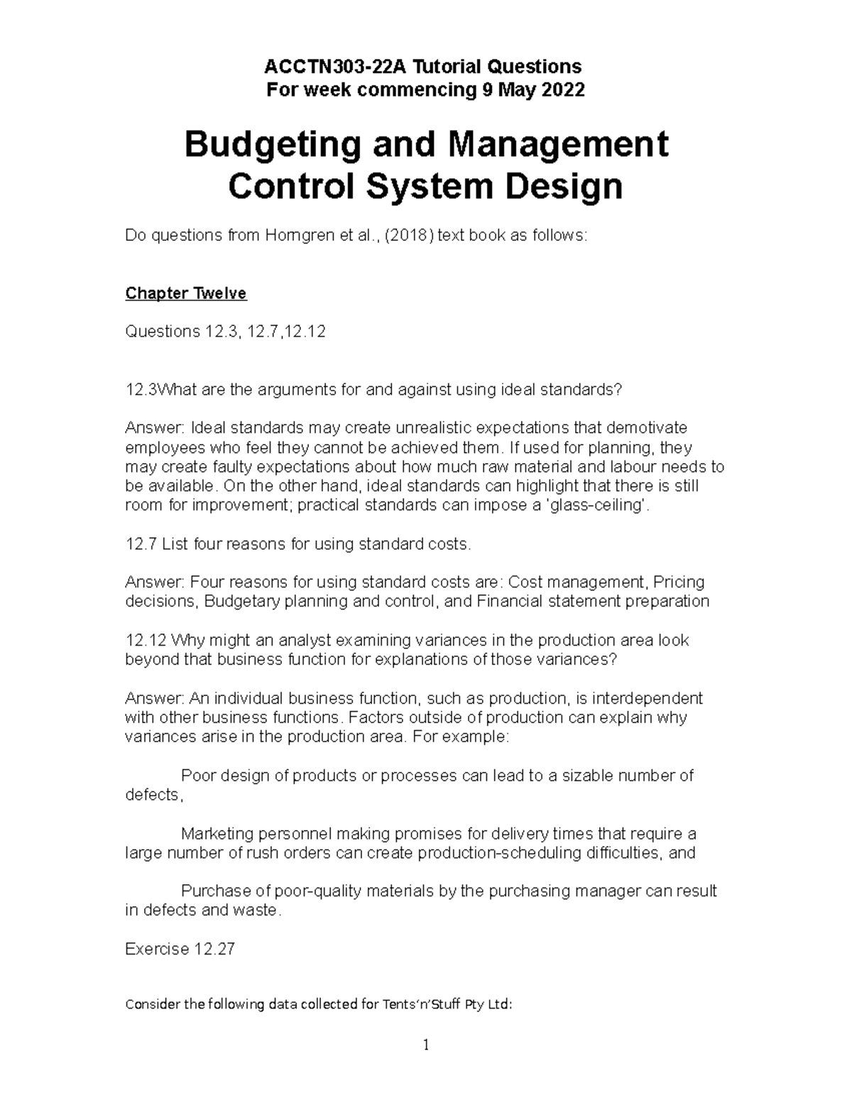 Wk10 tutorial questions -2022A - ACCTN303-22A Tutorial Questions For ...