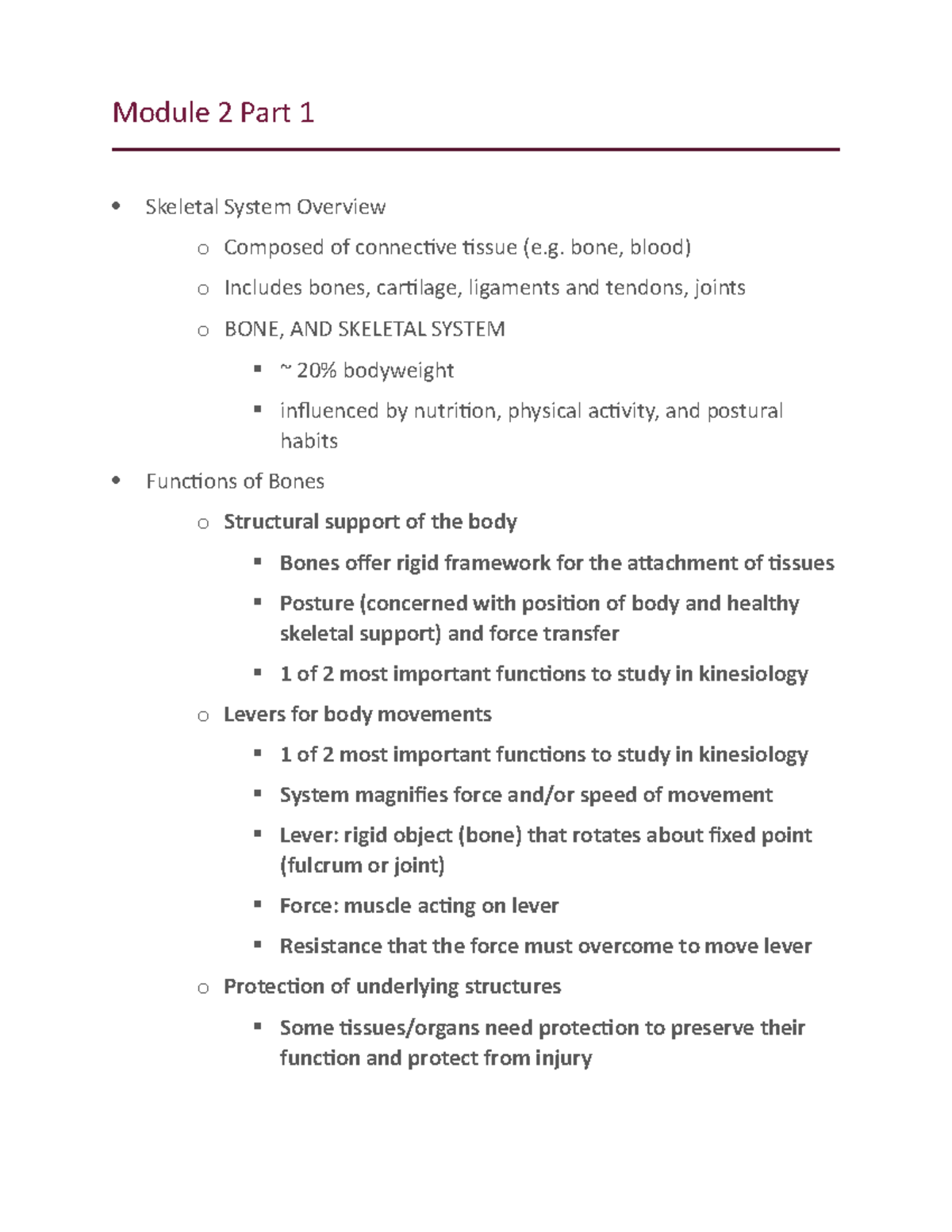 Module 2 - Dr. Dean Smith notes - Module 2 Part 1 Skeletal System ...
