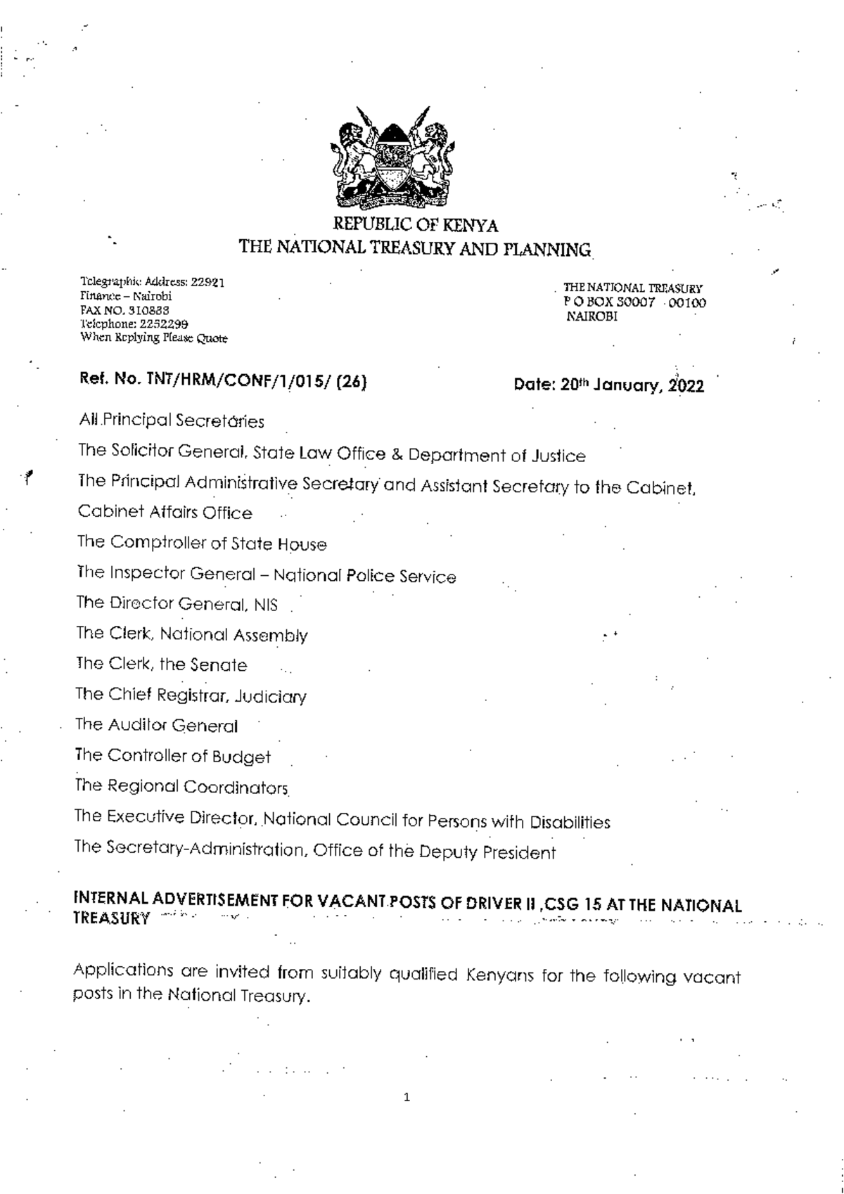 Internal Advertisement for vacant Posts of Driver II - Human resourse ...