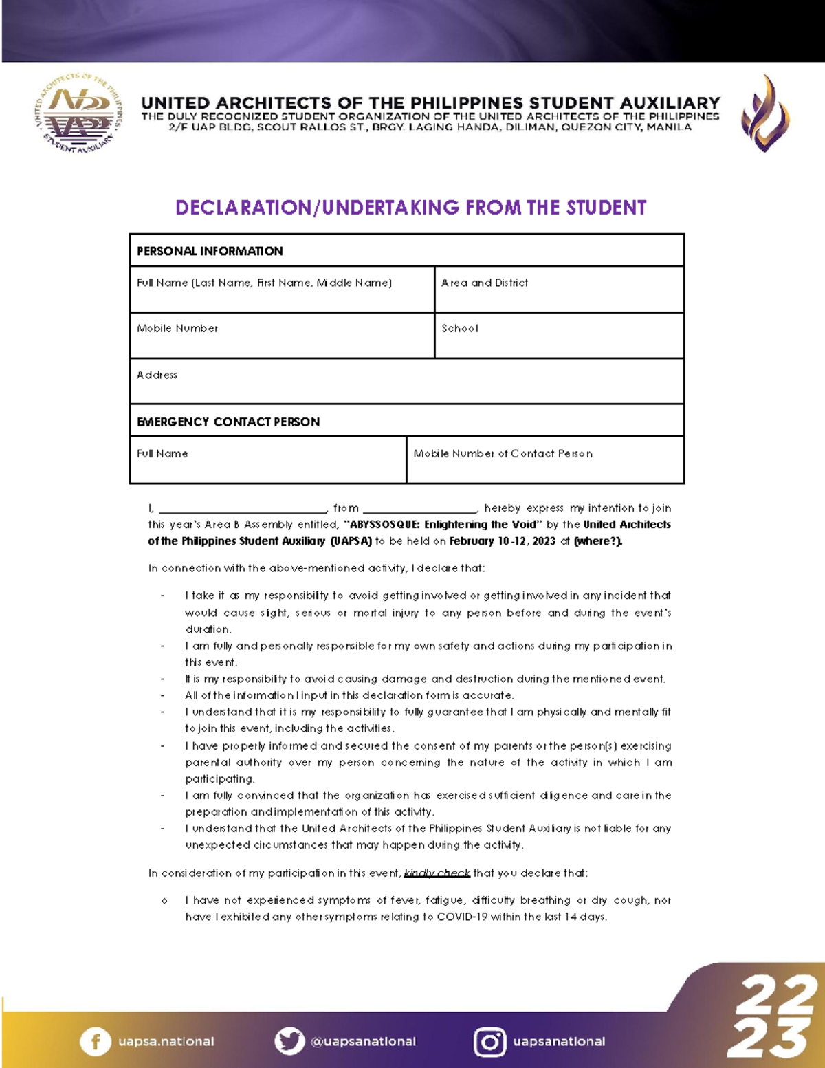 Template Uapsa Declaration Form - DECLARATION/UNDERTAKING FROM THE ...