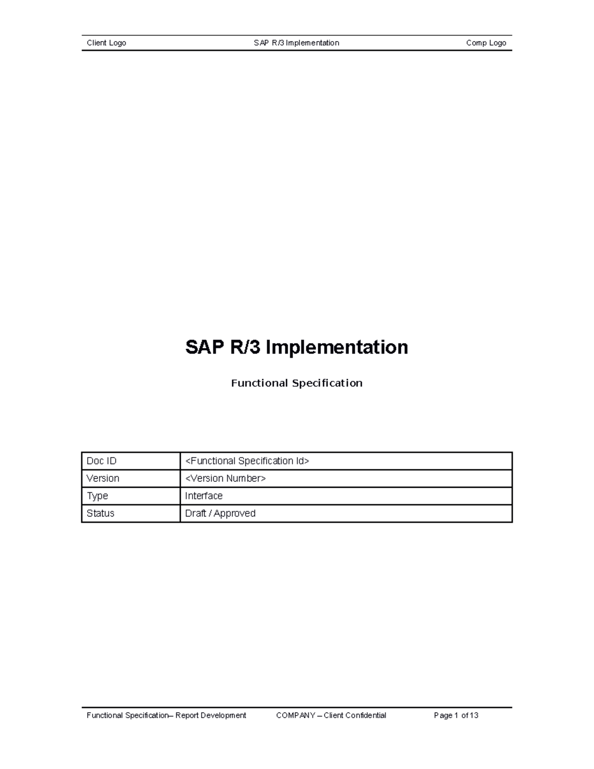 Functional Specification Template - SAP R/3 Implementation Functional ...