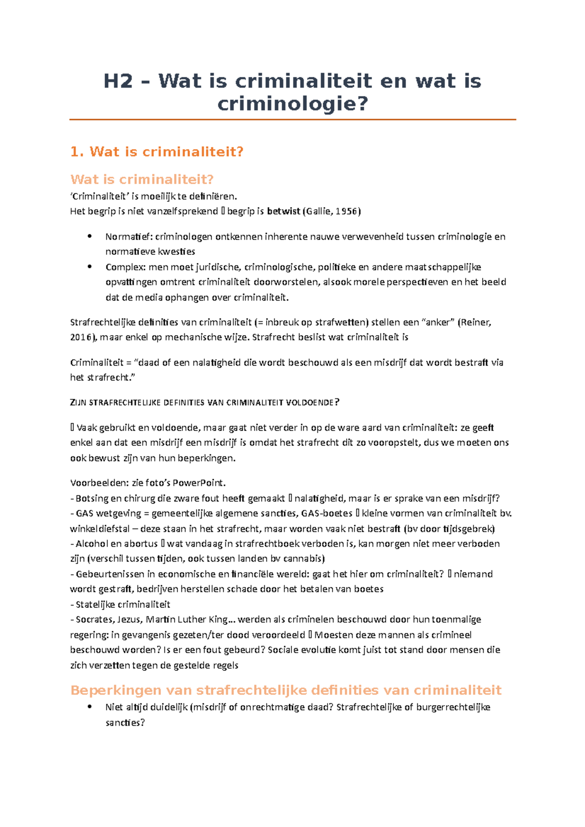 H2 – Wat is criminaliteit en wat is criminologie - Wat is criminaliteit ...