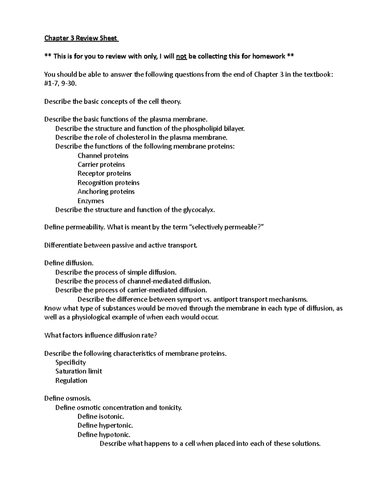 Chapter 3 Review Sheet - BIO 171 - OCC - Studocu