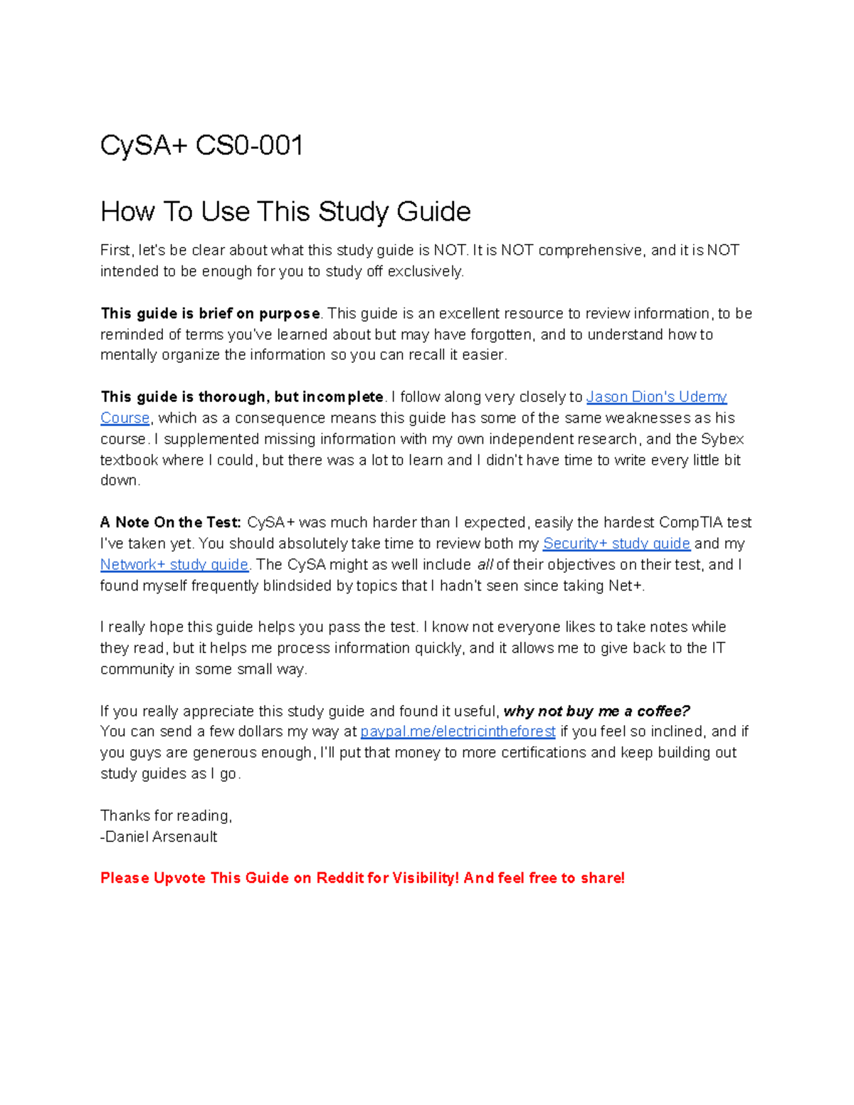 Cy SA+ Study Guide Public - CySA+ CS0- How To Use This Study Guide ...