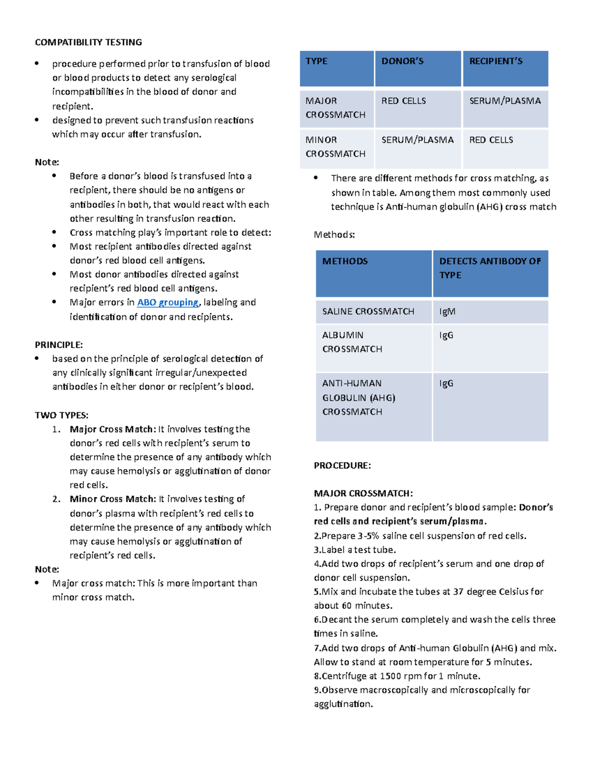 Compatibility Testing COMPATIBILITY TESTING Procedure Performed Prior