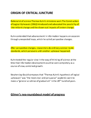 Critical Juncture Theory - CRITICAL JUNCTURE THEORY Basic crossroads ...