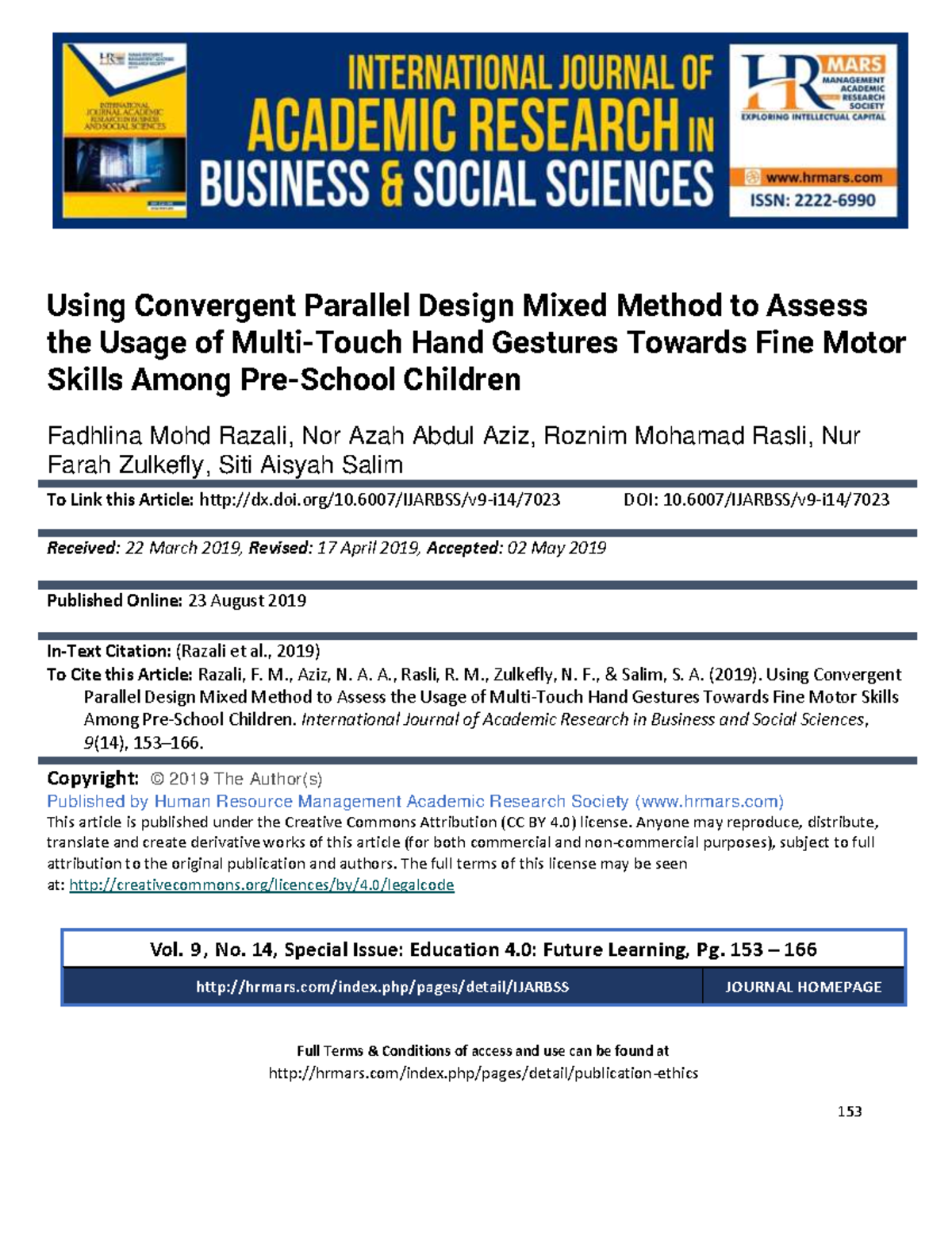Using convergent parallel design mixed method to assess the usage of multi touch hand gestures ...