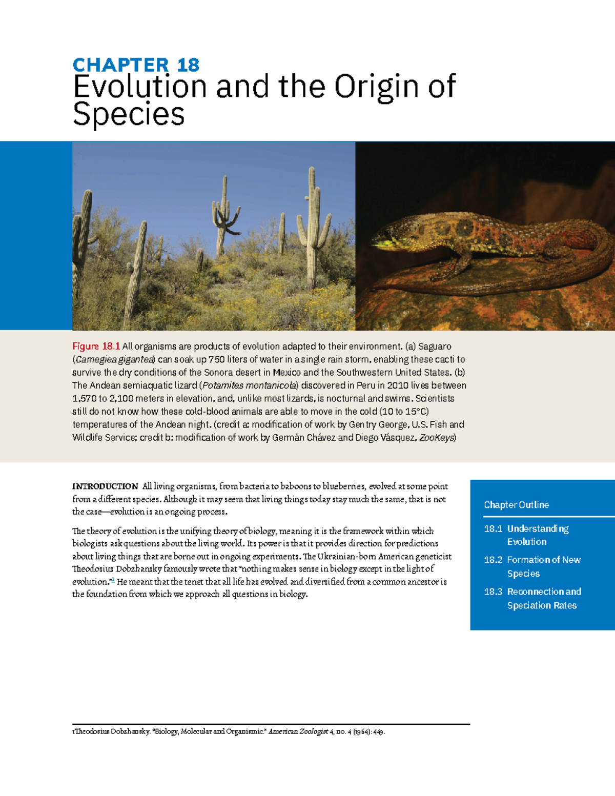 Chapter 18 Evolution and the Origin of Species Part 1 - CHAPTER 18 Evolution and the Origin of ...