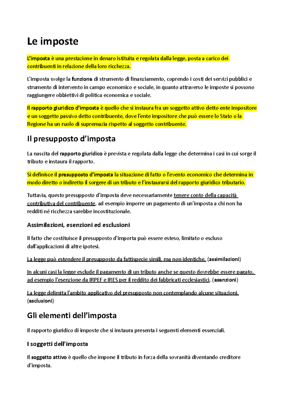 Le imposte - Le imposte L’imposta è una prestazione in denaro istituita ...