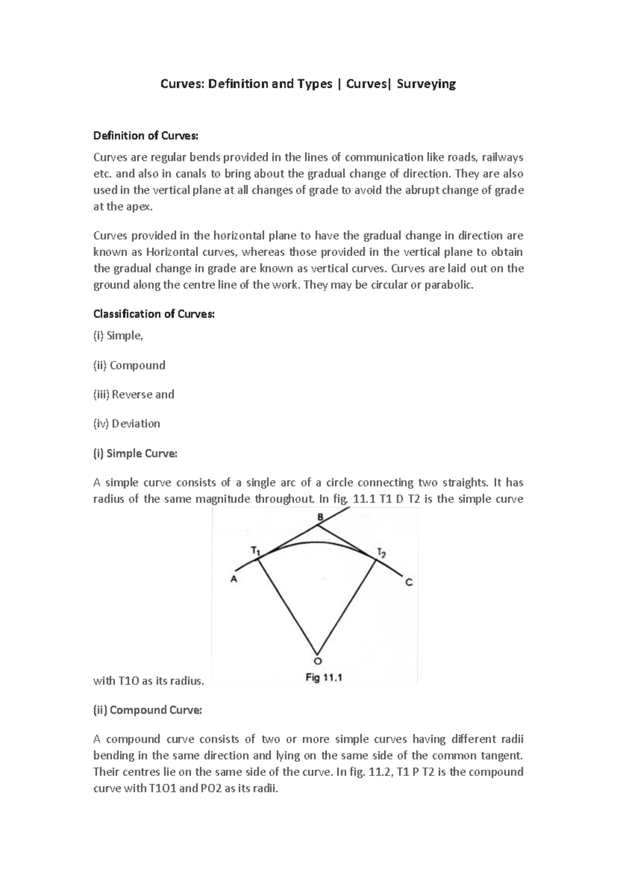 Curves AND Setting OUT - Curves: Definition and Types | Curves ...