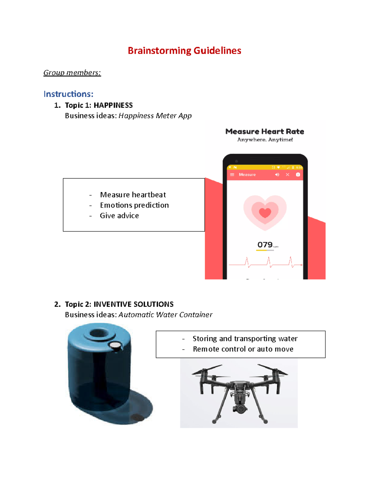 Brainstorming Guidelines Mới Thêm 1 Brainstorming Guidelines Group Members Instructions 1