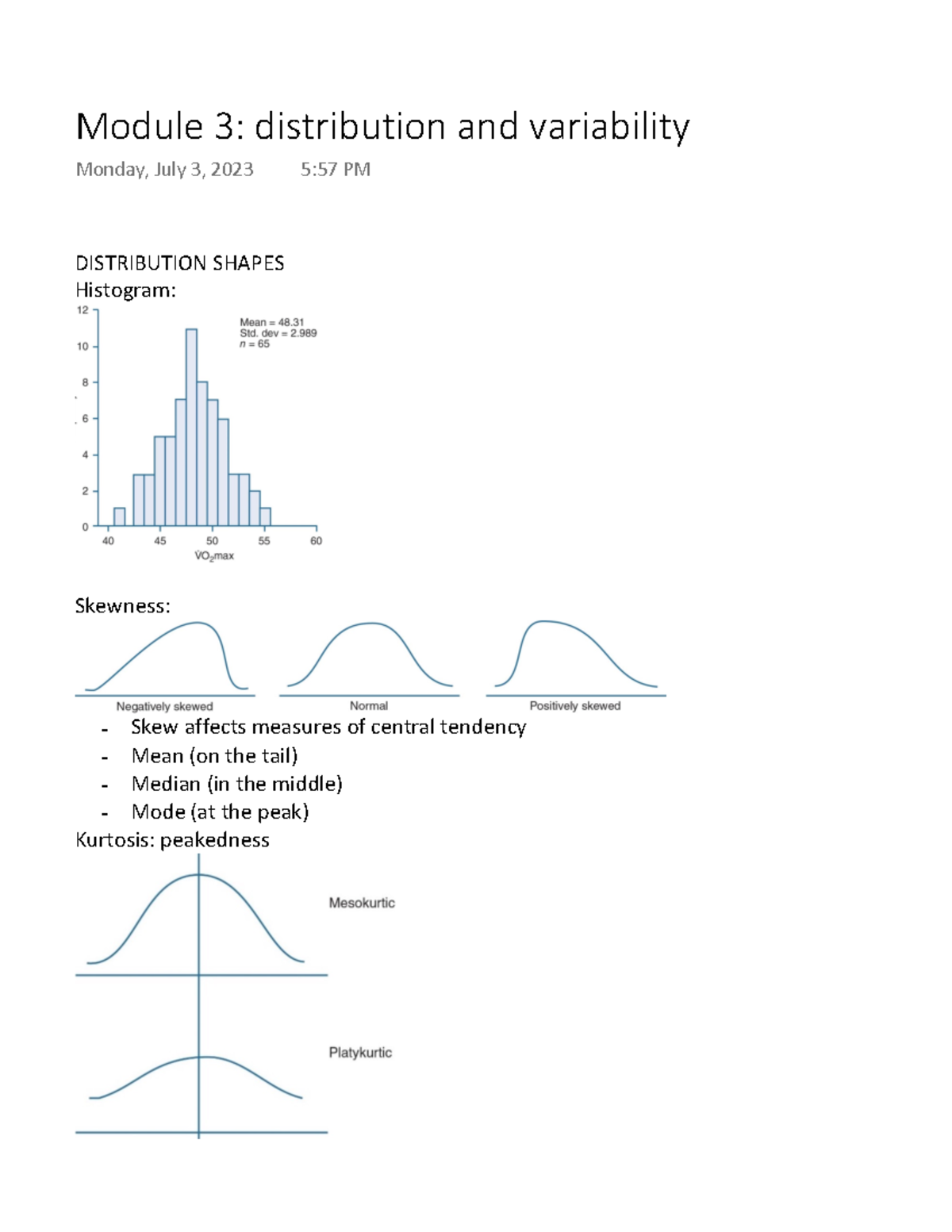 Module 3 Distribution And Variability Distribution Shapes Histogram