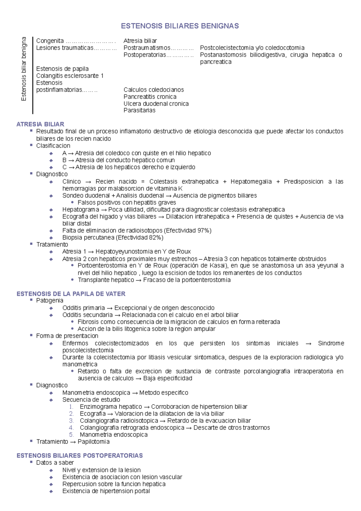 Estenosis - Resumen Cirugía de Michans - Estenosis biliar benigna ...