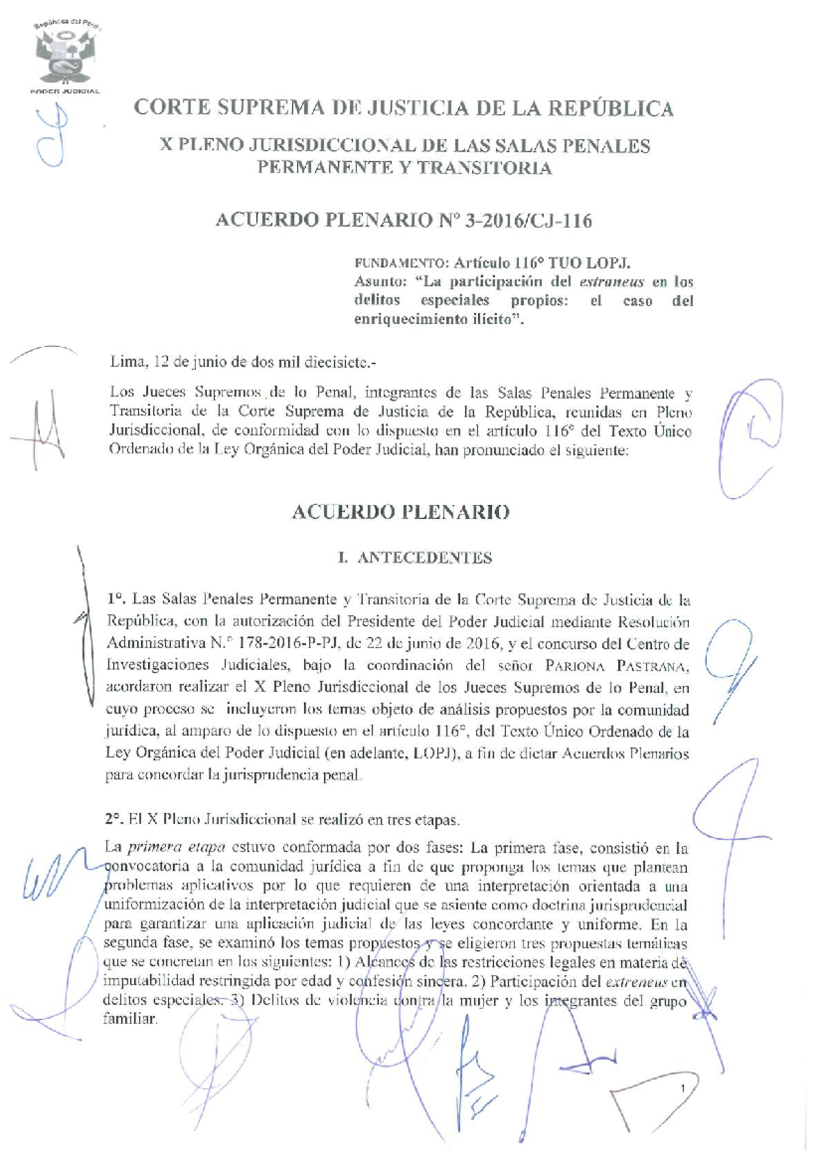 1.4. AP N 03-2016-CJ-116 (Extraneus en enriquecimiento ilícito ...