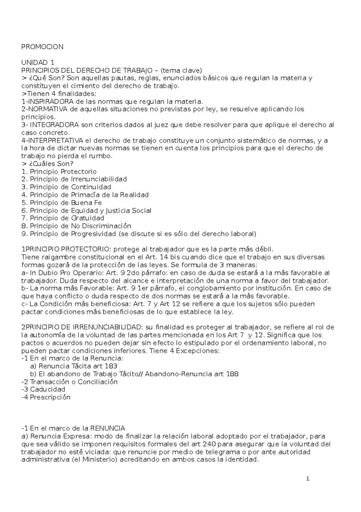 Promocion - RESUMEN DE LO CLAVE RESPECTO AL AMATERIA - PROMOCION UNIDAD ...