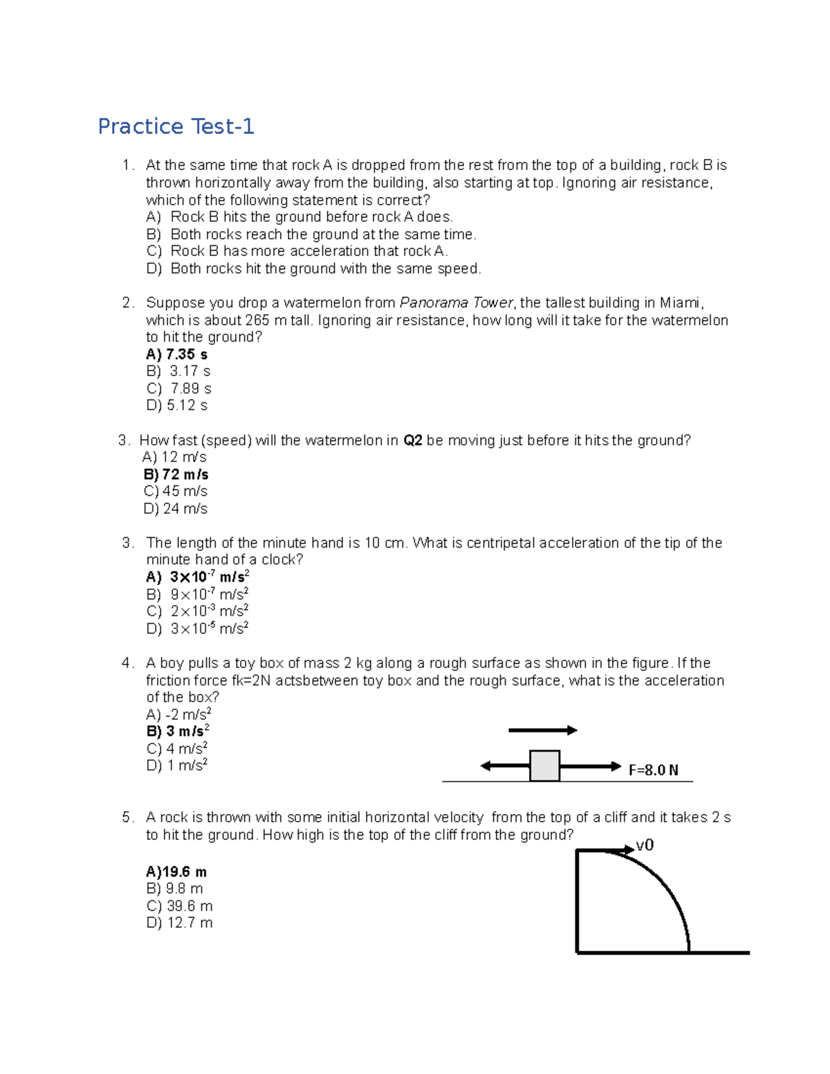 Practice-Test 1 - CLASS WORK - Practice Test- At the same time that ...