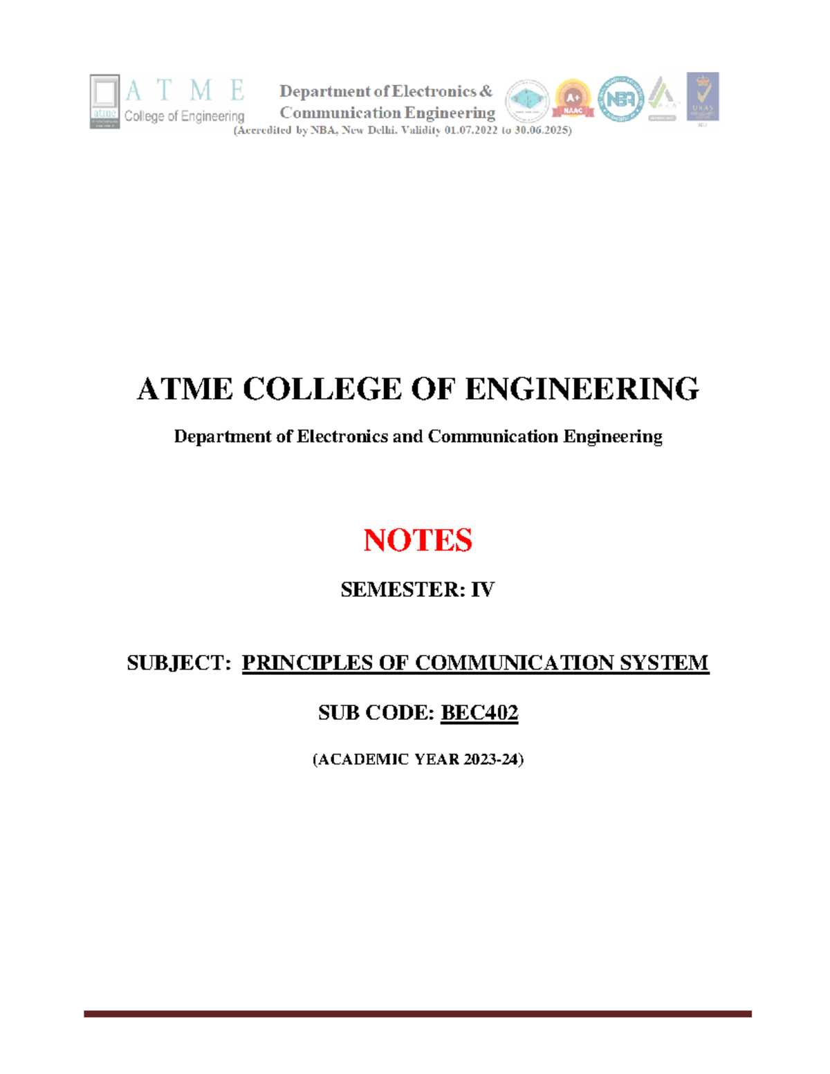 BEC402 PCS Module 1 Notes - Principles of Communication System - ATME ...