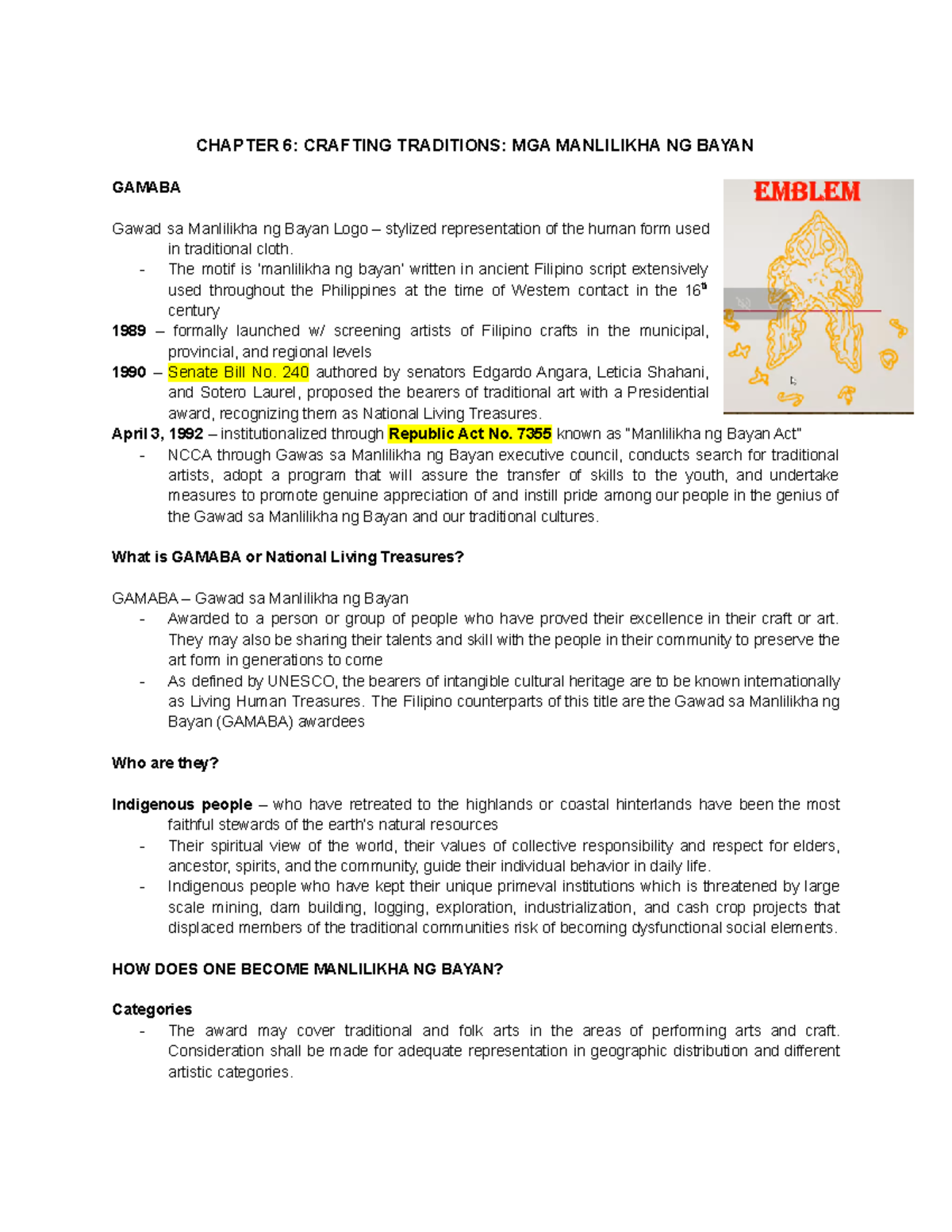 SOC SCI Chapter 6...... - CHAPTER 6: CRAFTING TRADITIONS: MGA ...