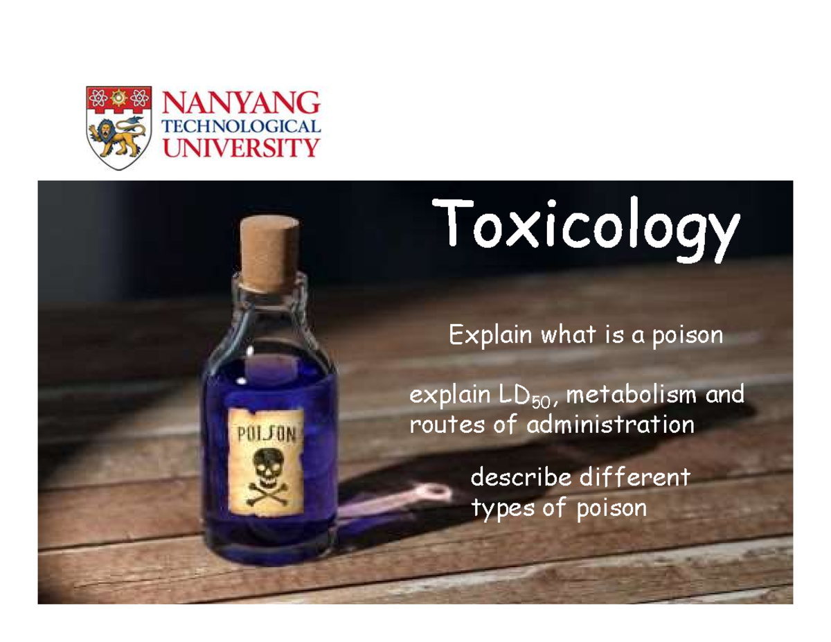 6. Toxicology 2020 - Explain what is a poison explain LD 50 ...