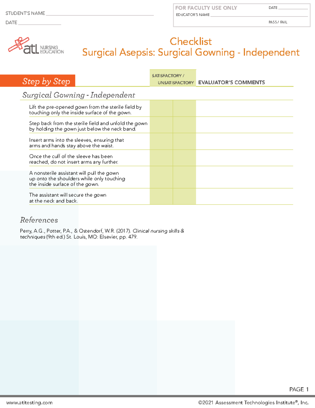 ATI: Infection Control Isolation Surgical Gowning Independent - blank ...