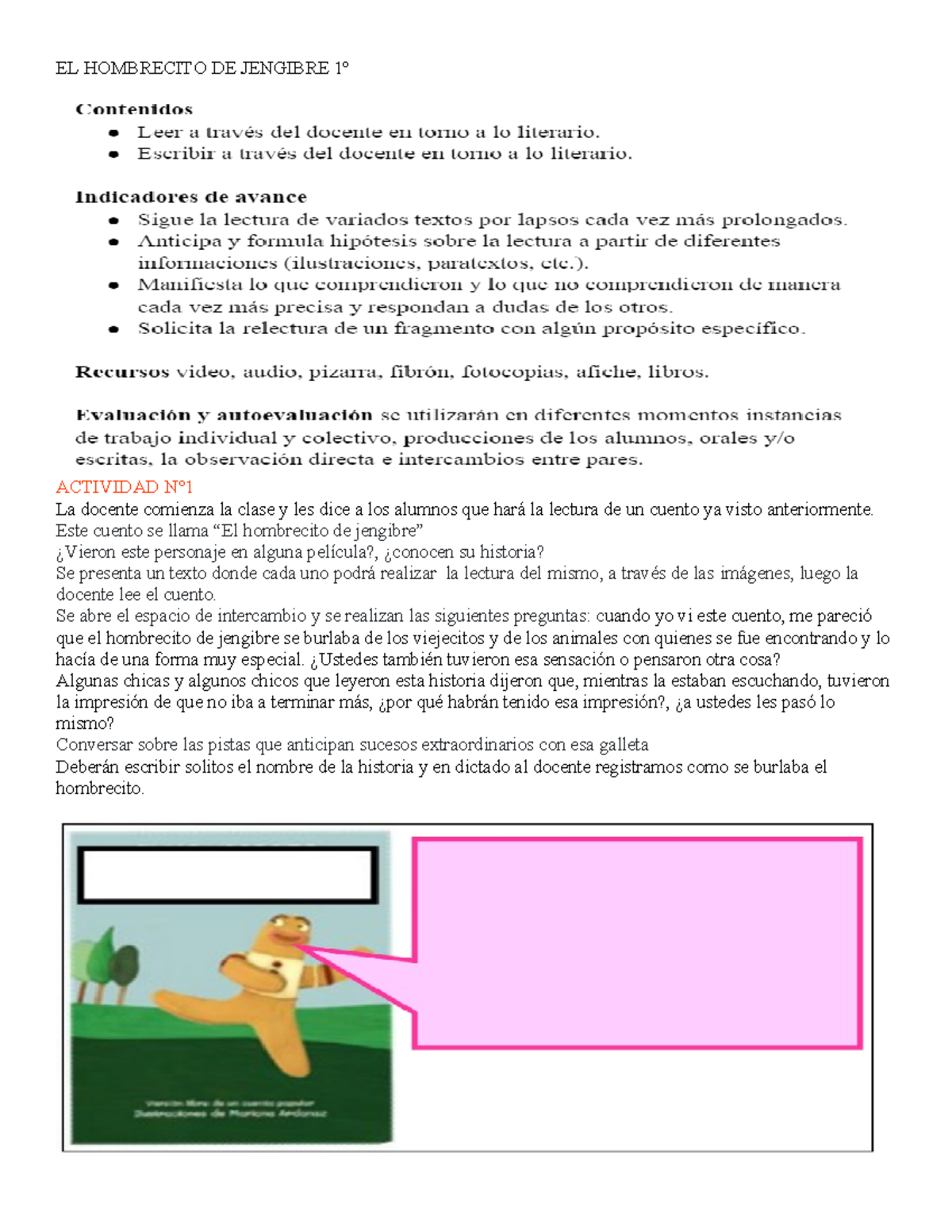 Hombrecito de jengibre 2024 - EL HOMBRECITO DE JENGIBRE 1º ACTIVIDAD N ...