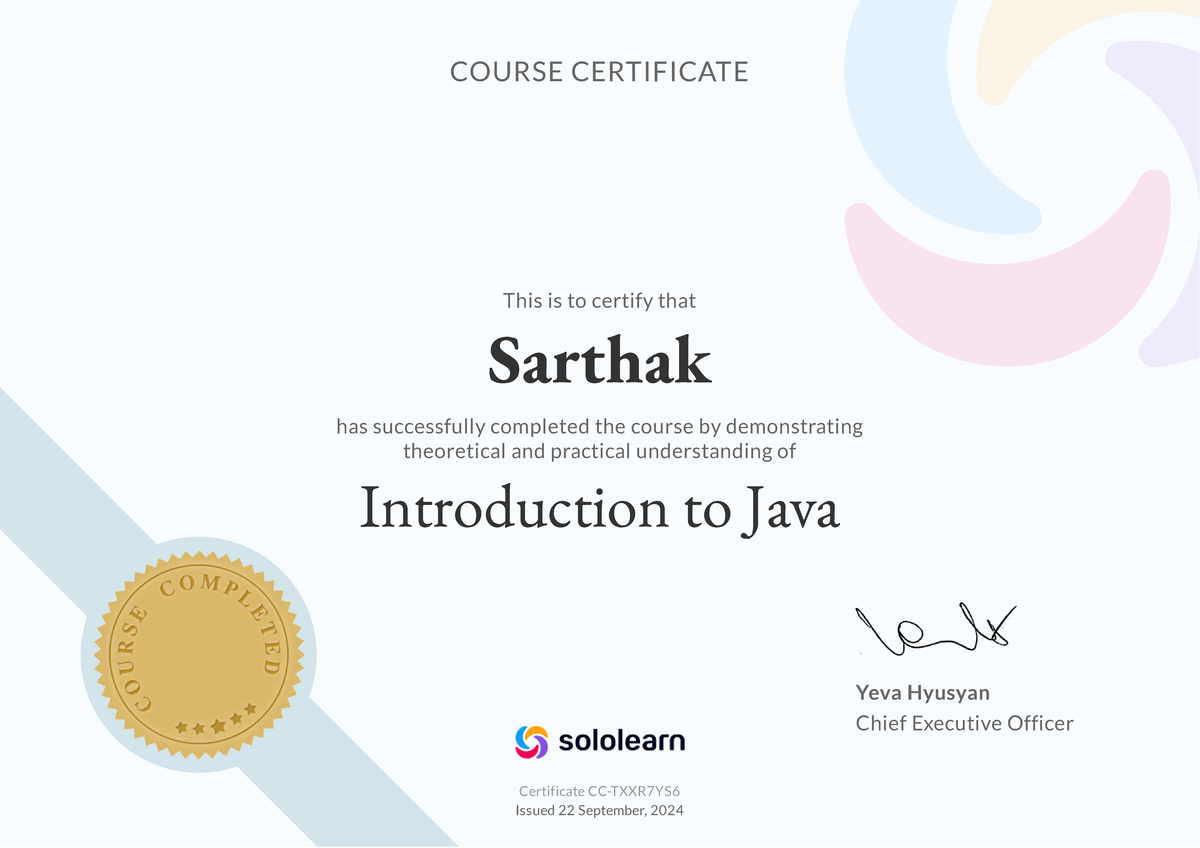 Soloearn intro java - - Studocu