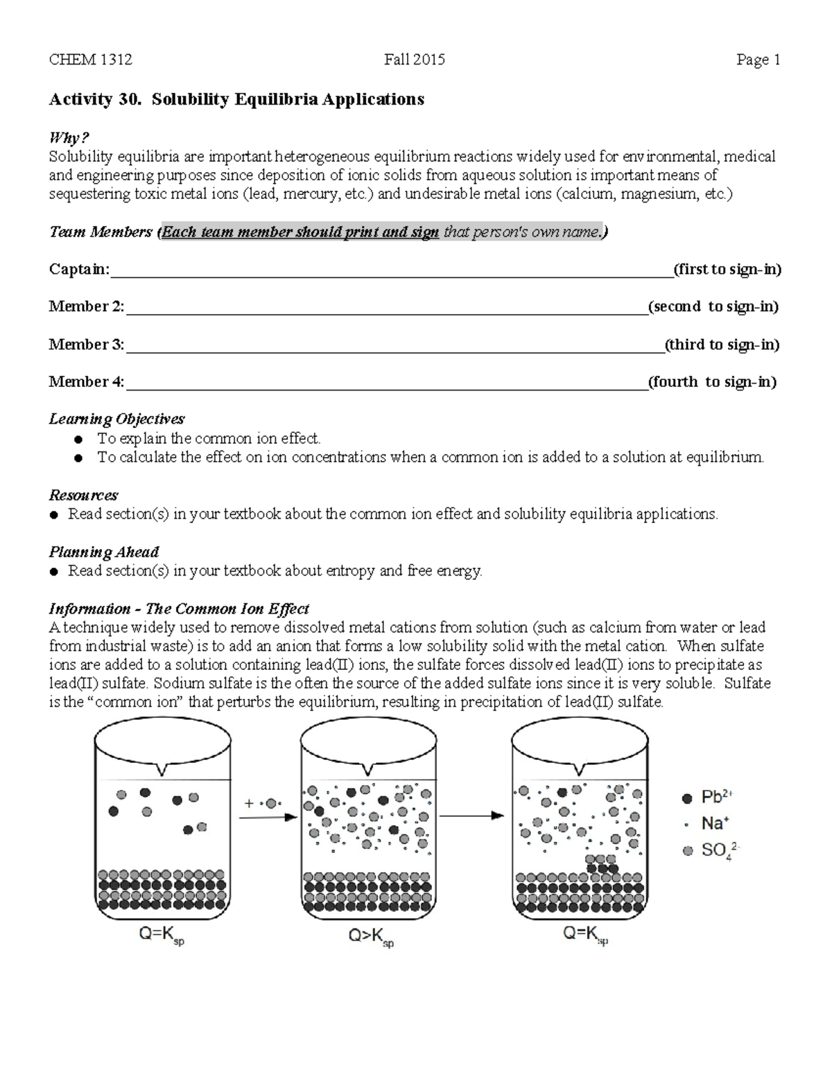 CHEM1312 Solubility Applications - CHEM 1312 Fall 2015 Page 1 Activity ...