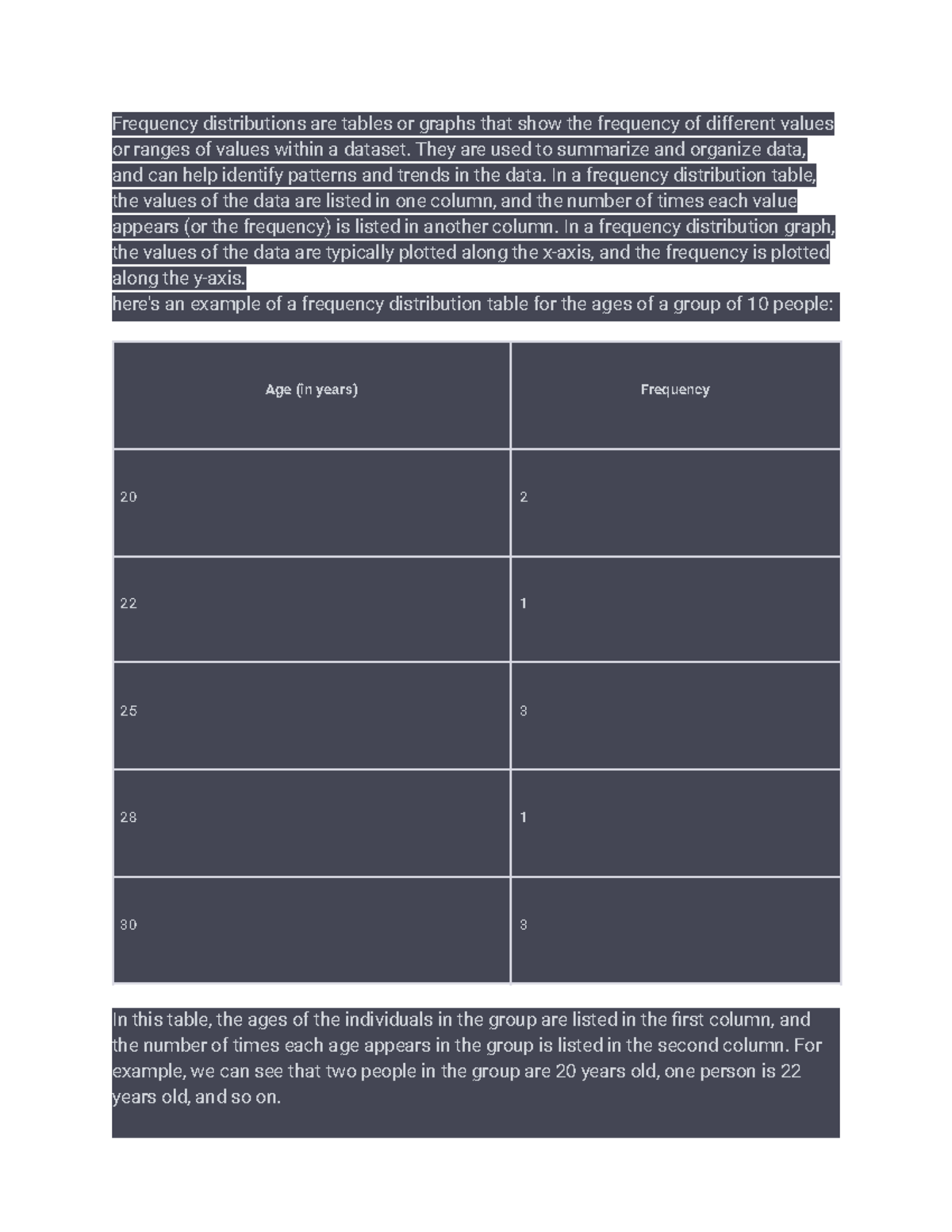 Frequency distributions definition - Frequency distributions are tables ...