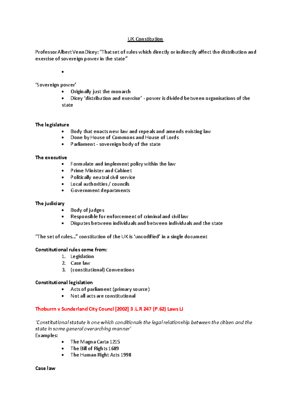 UK Constitution - notes - UK Constitution Professor Albert Venn Dicey ...