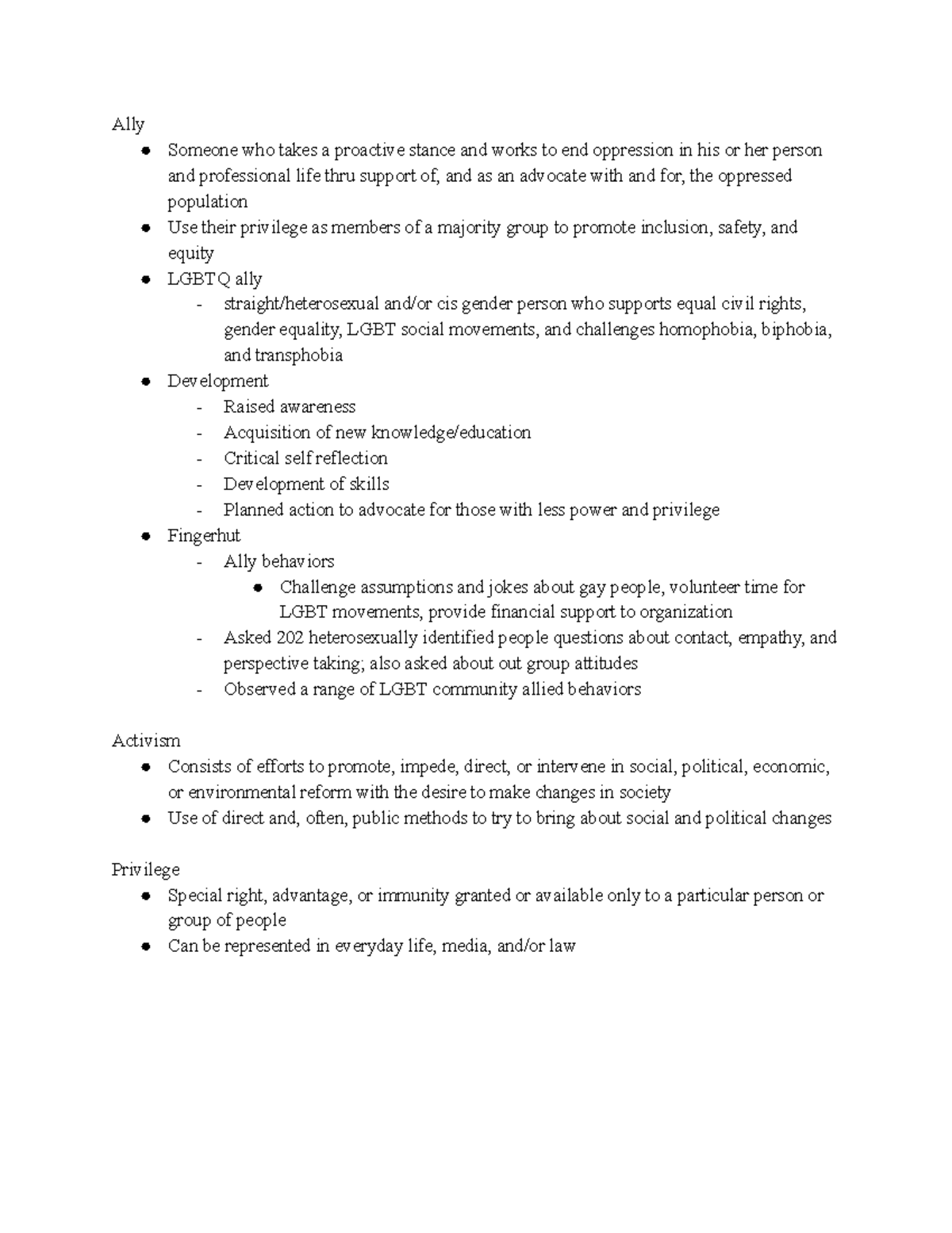 Being an Ally - Notes on how to be an Ally - Ally Someone who takes a ...