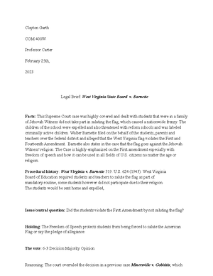 Communication Law Reading Journal - Chapters 1-4 - Communication Law ...