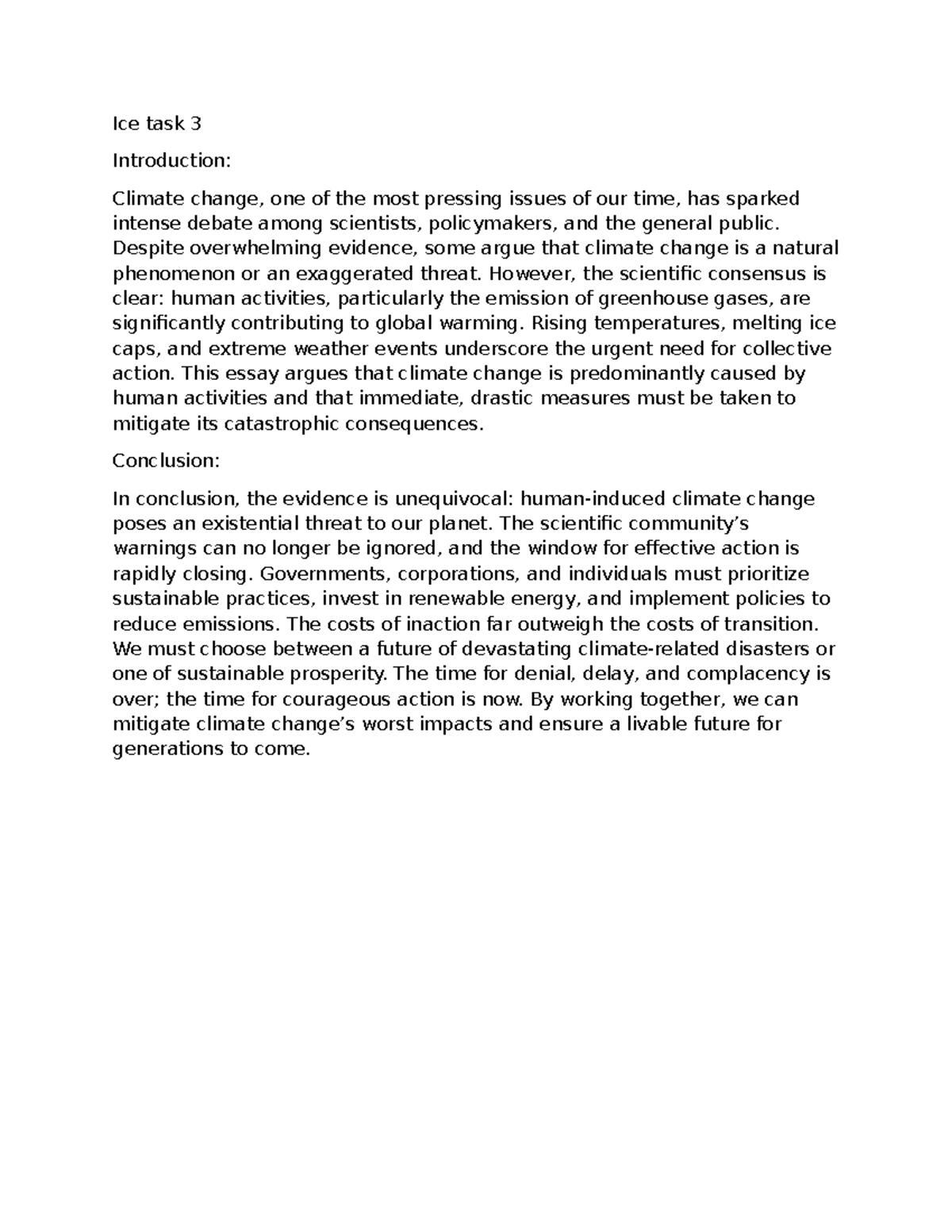 Ice task 3 social science - Ice task 3 Introduction: Climate change ...