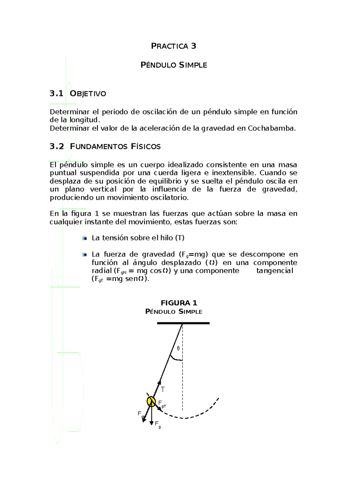 179424637-Pendulo-Simple - PRACTICA 3 PÉNDULO SIMPLE 3 OBJETIVO Determinar el periodo de ...