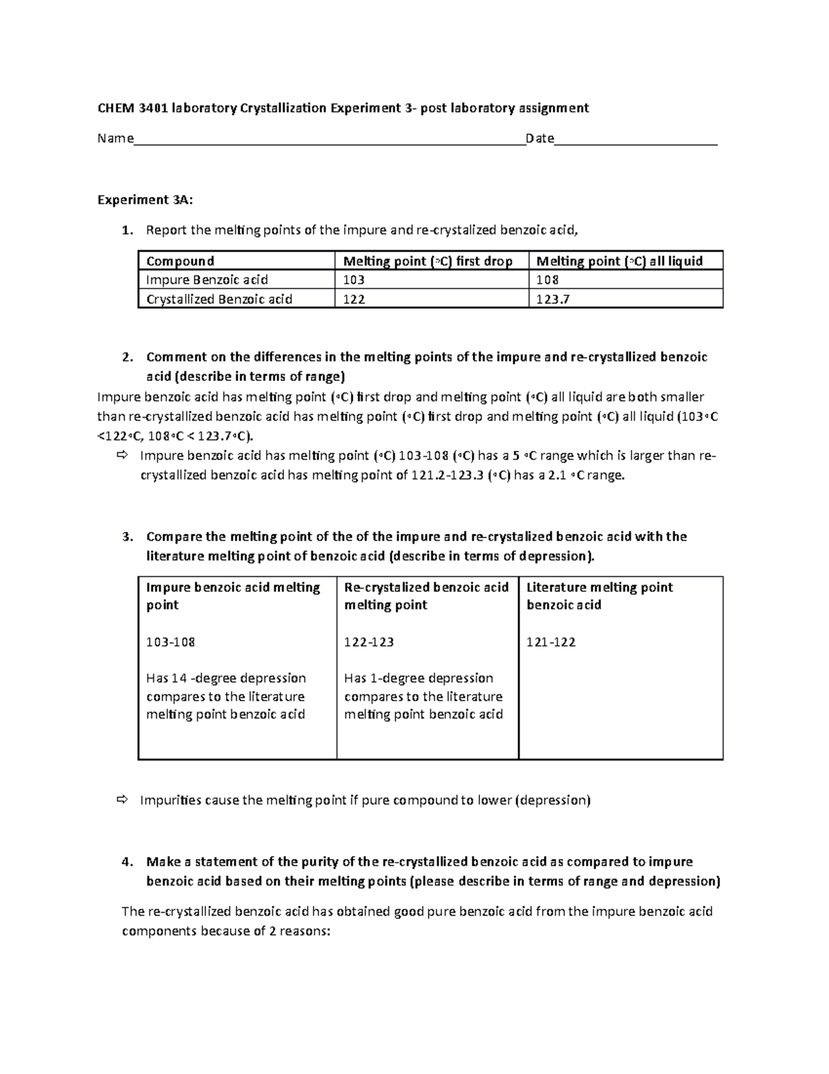 Experiment 3-TH - Ochemistry lab assignment - CHEM 3401 laboratory ...