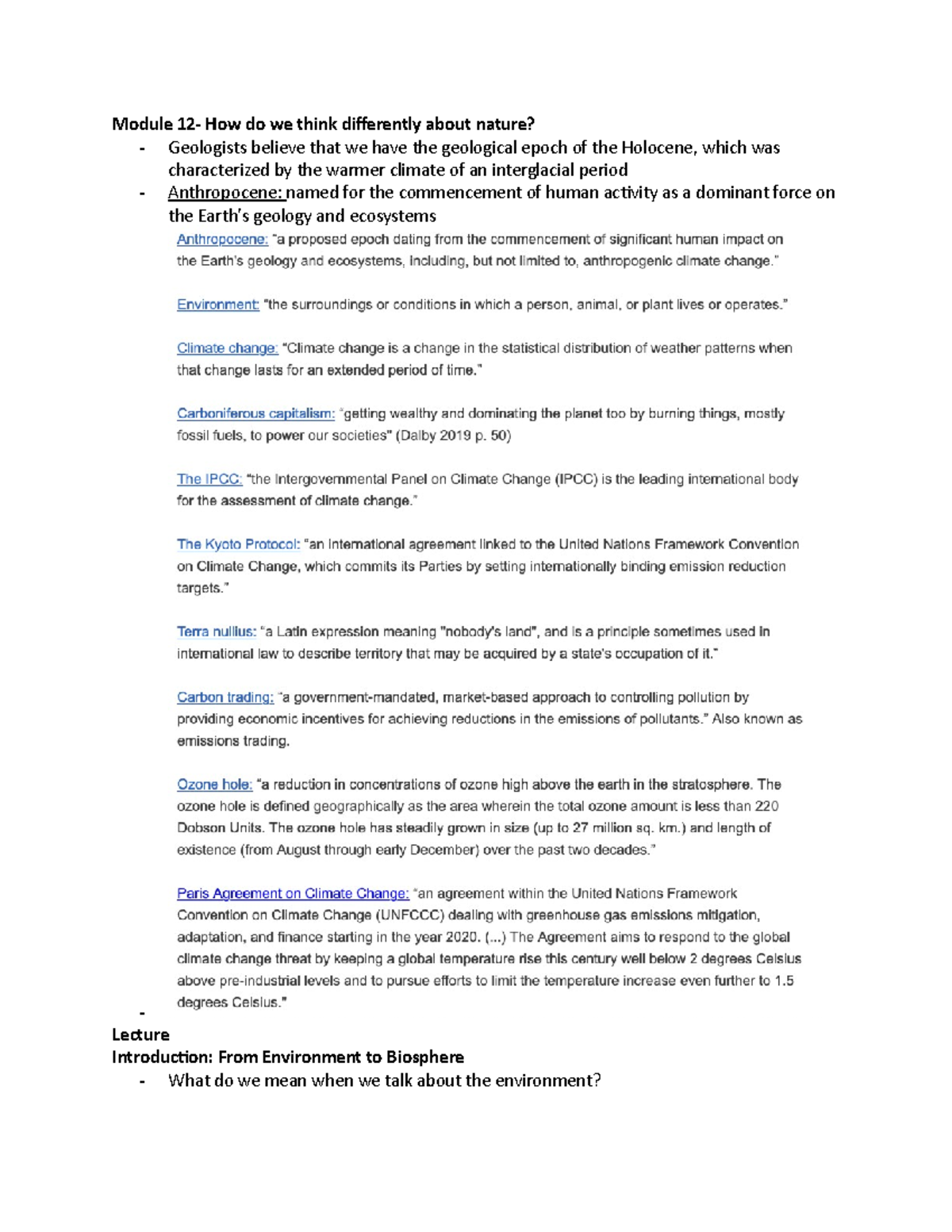 Module 12 notes - How do we think differently about nature? - Module 12 ...