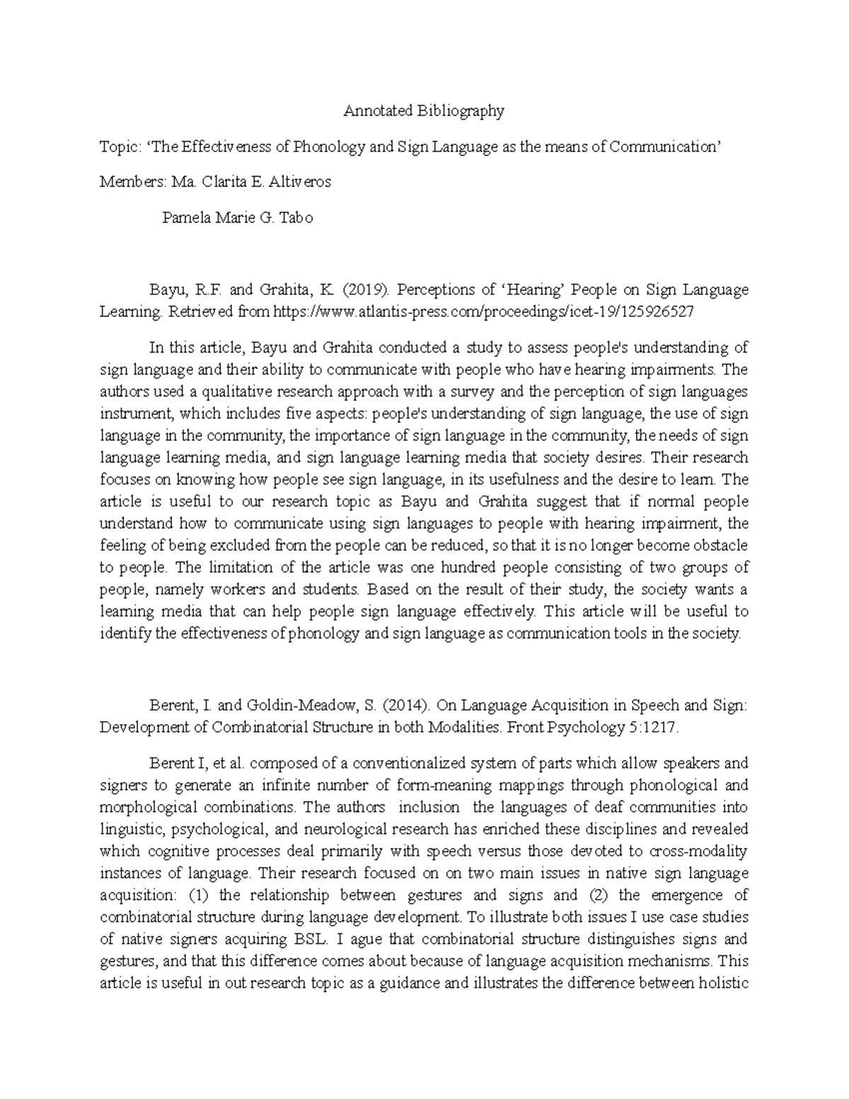 Annotated-Bibliography 2 - Annotated Bibliography Topic: ‘The ...