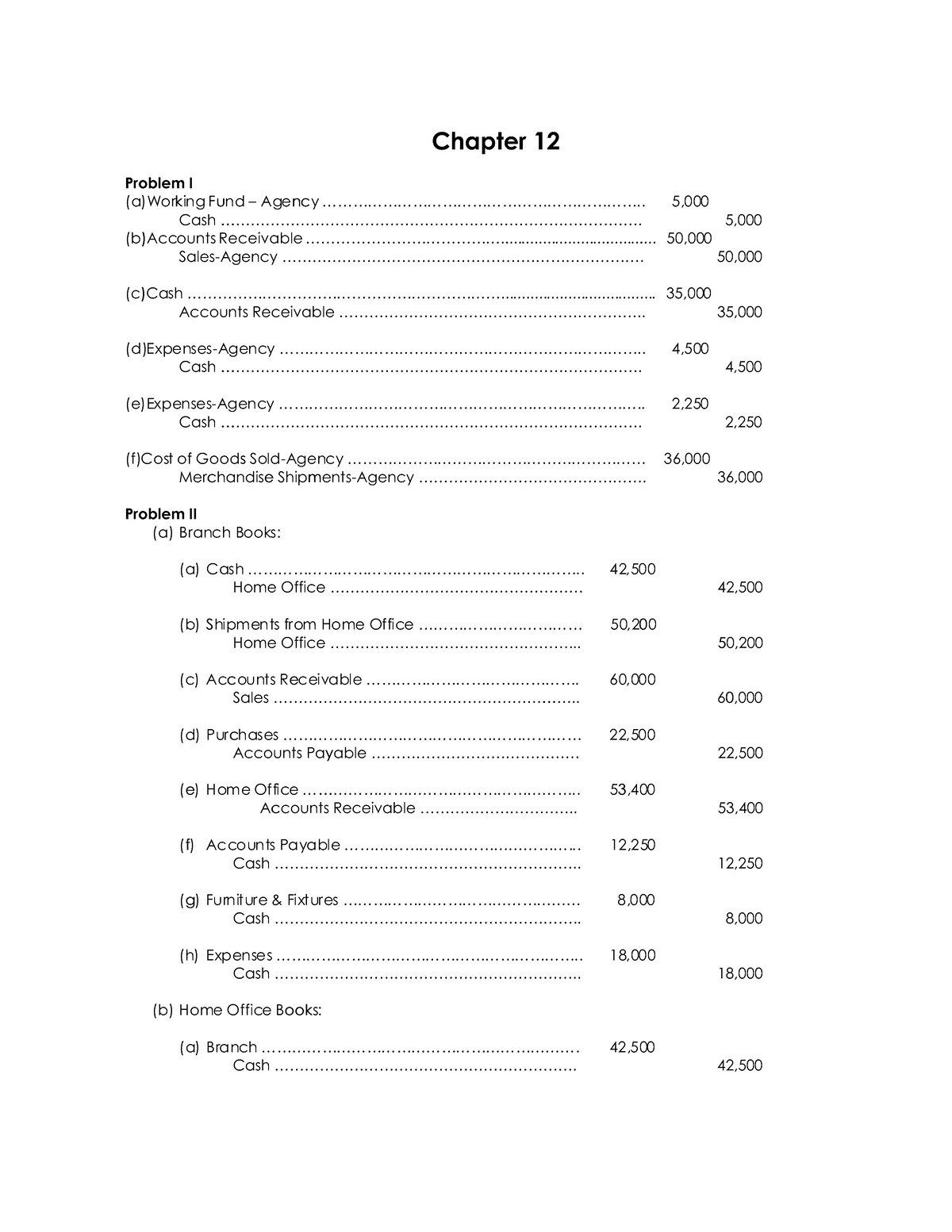 Advance Accounting Chapter 12 - Problem IProblem I Problem IIProblem II ...