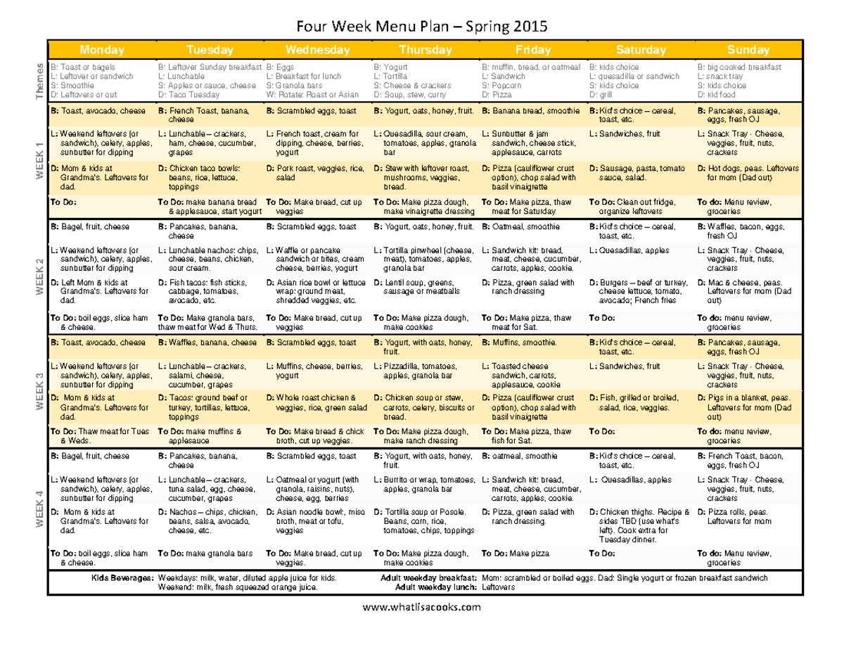 Four+week+menu+spring+2015 - whatlisacooks Four Week Menu Plan – Spring ...