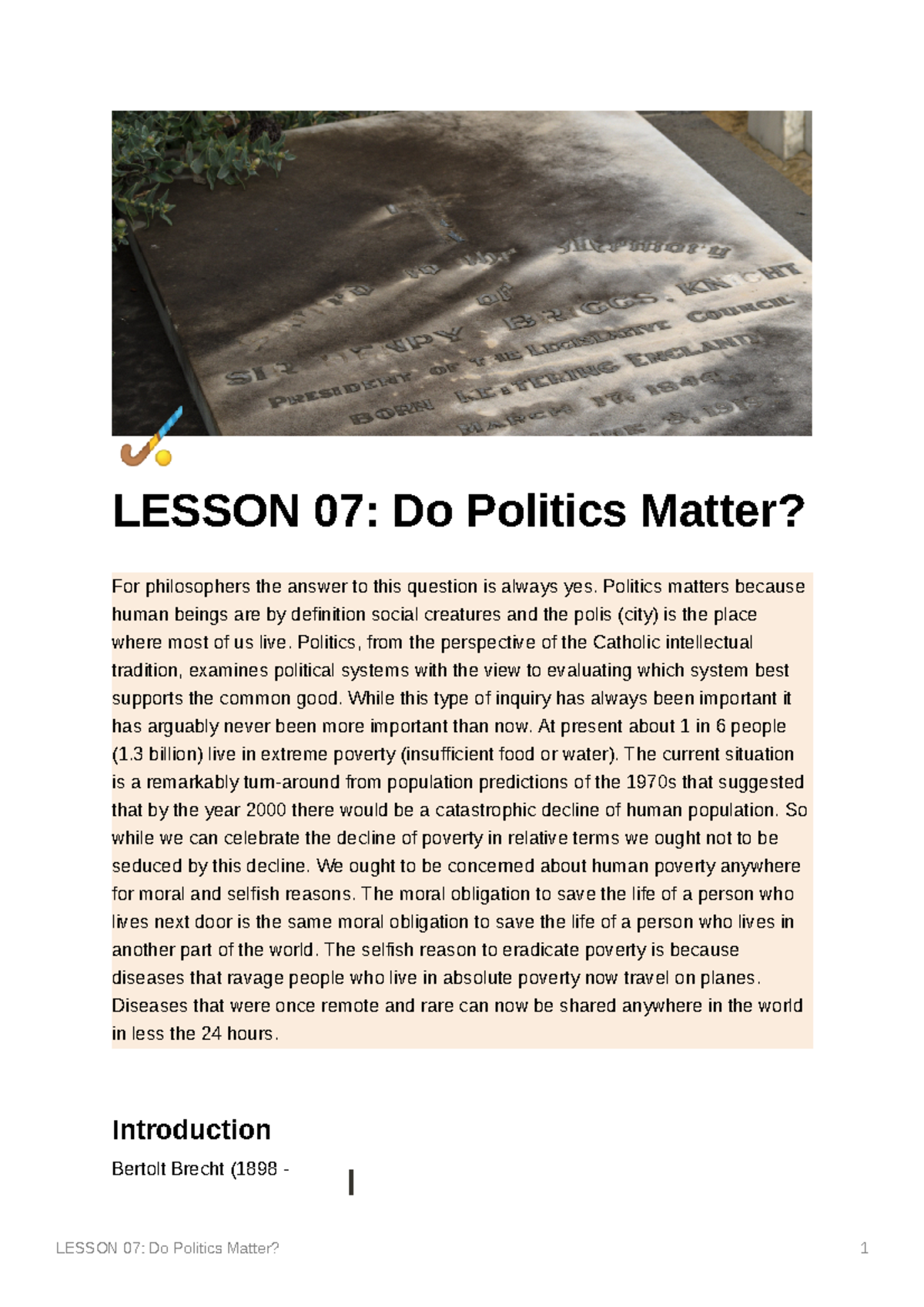 Lesson 07 Do Politics Matter - 🏑 LESSON 07: Do Politics Matter? For ...