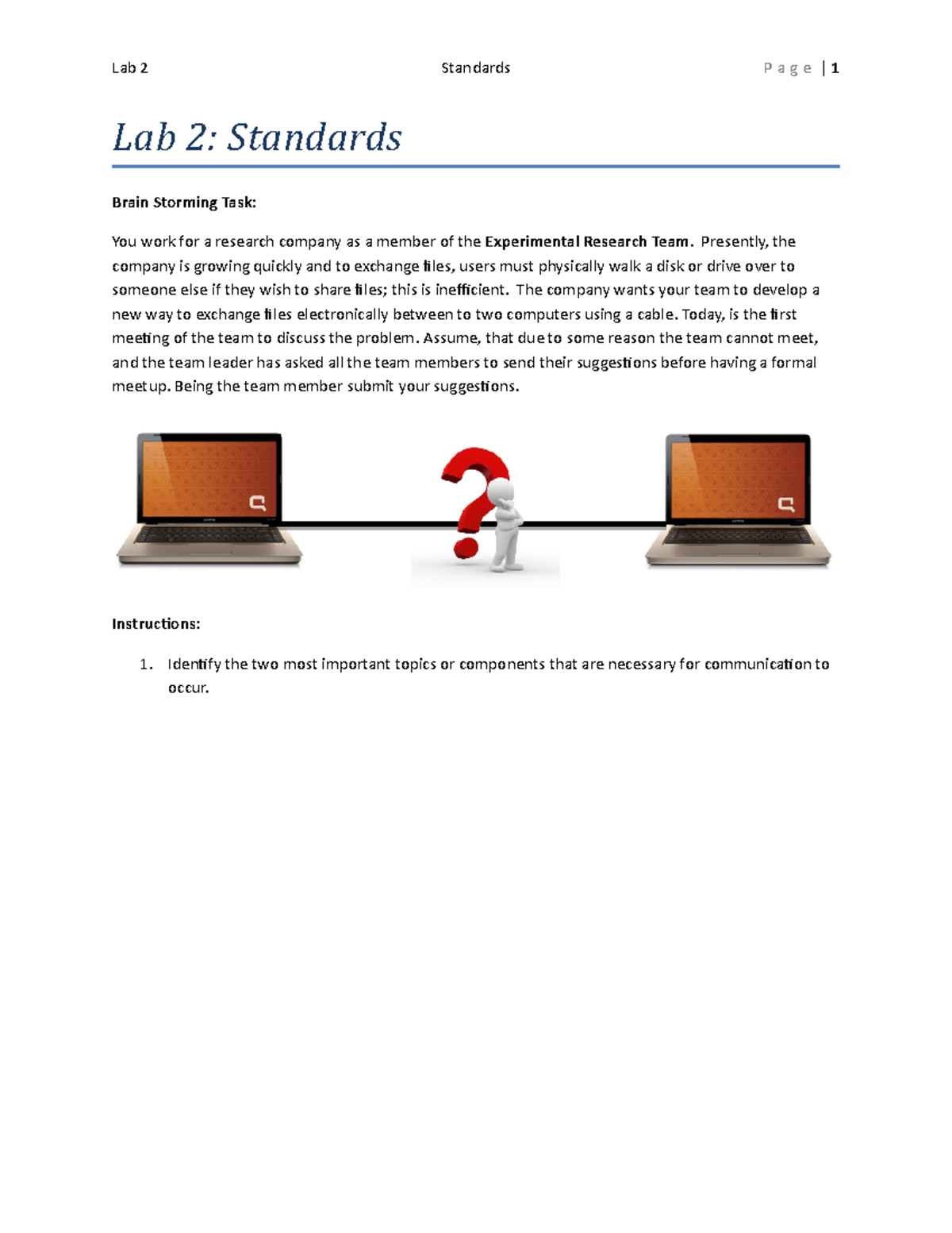 Lab2 Stardard Bodies-S2020 - Lab 2: Standards Brain Storming Task: You work for a research ...