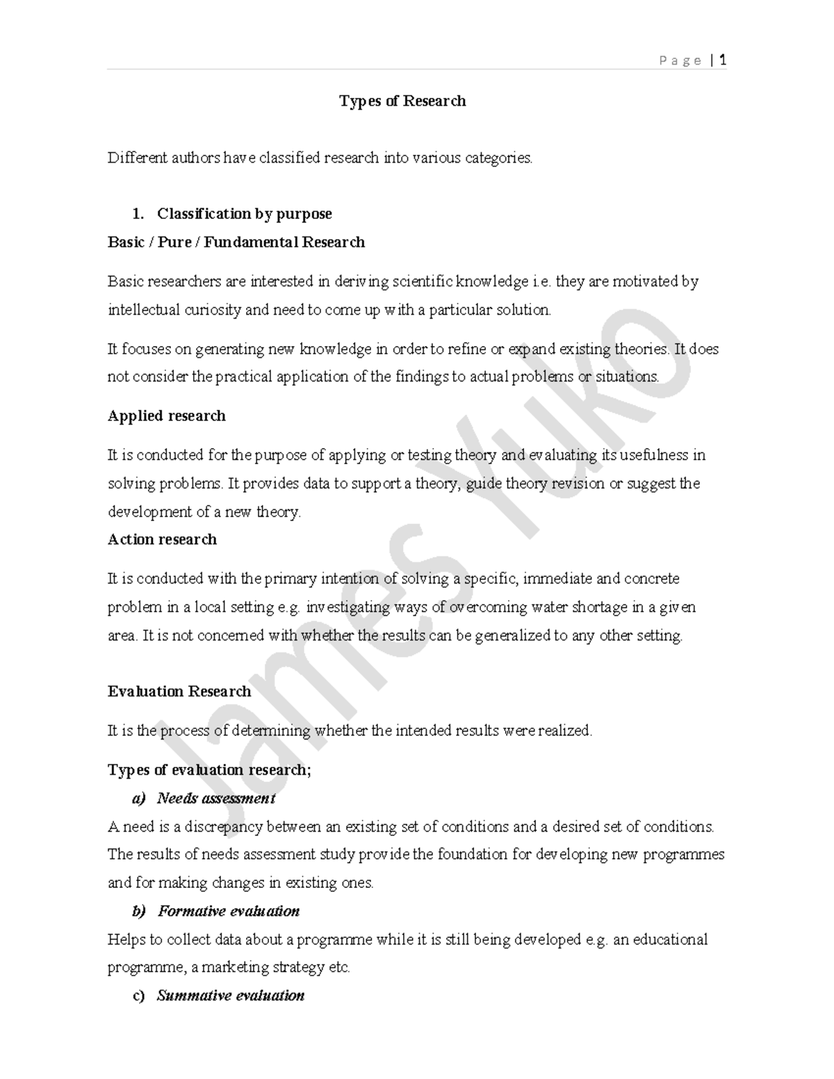 Notes Types of Research - Types of Research Different authors have ...