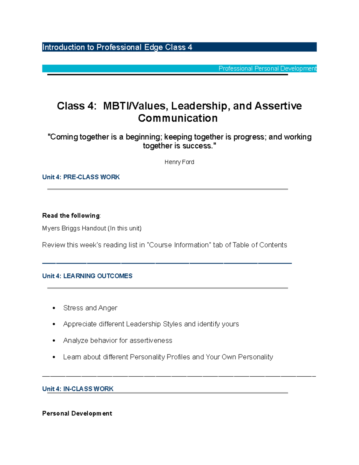 Week 4 Professional+Edge Lesson overview 2020 - Introduction to ...