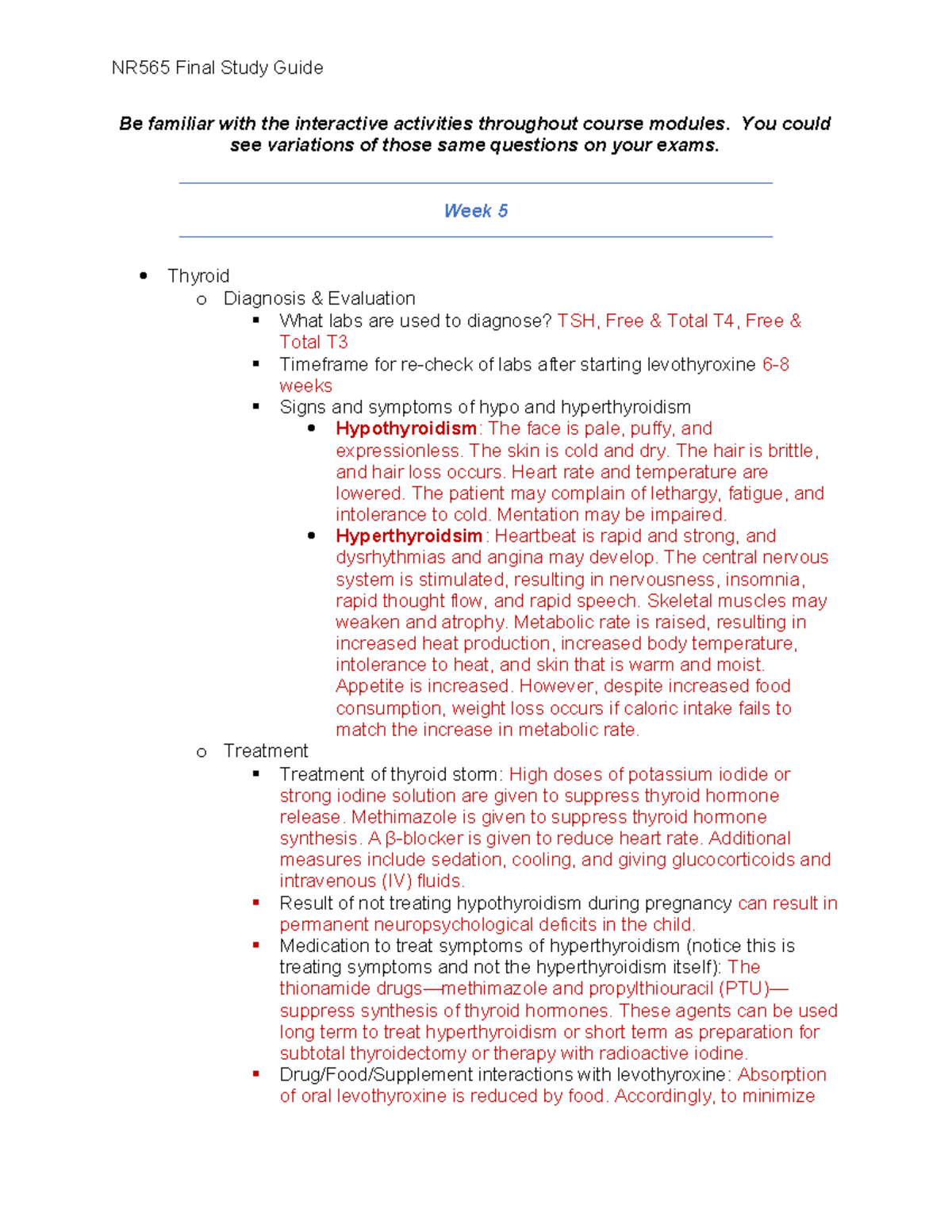 565 Final Exam Study Guide 3 - Be familiar with the interactive ...