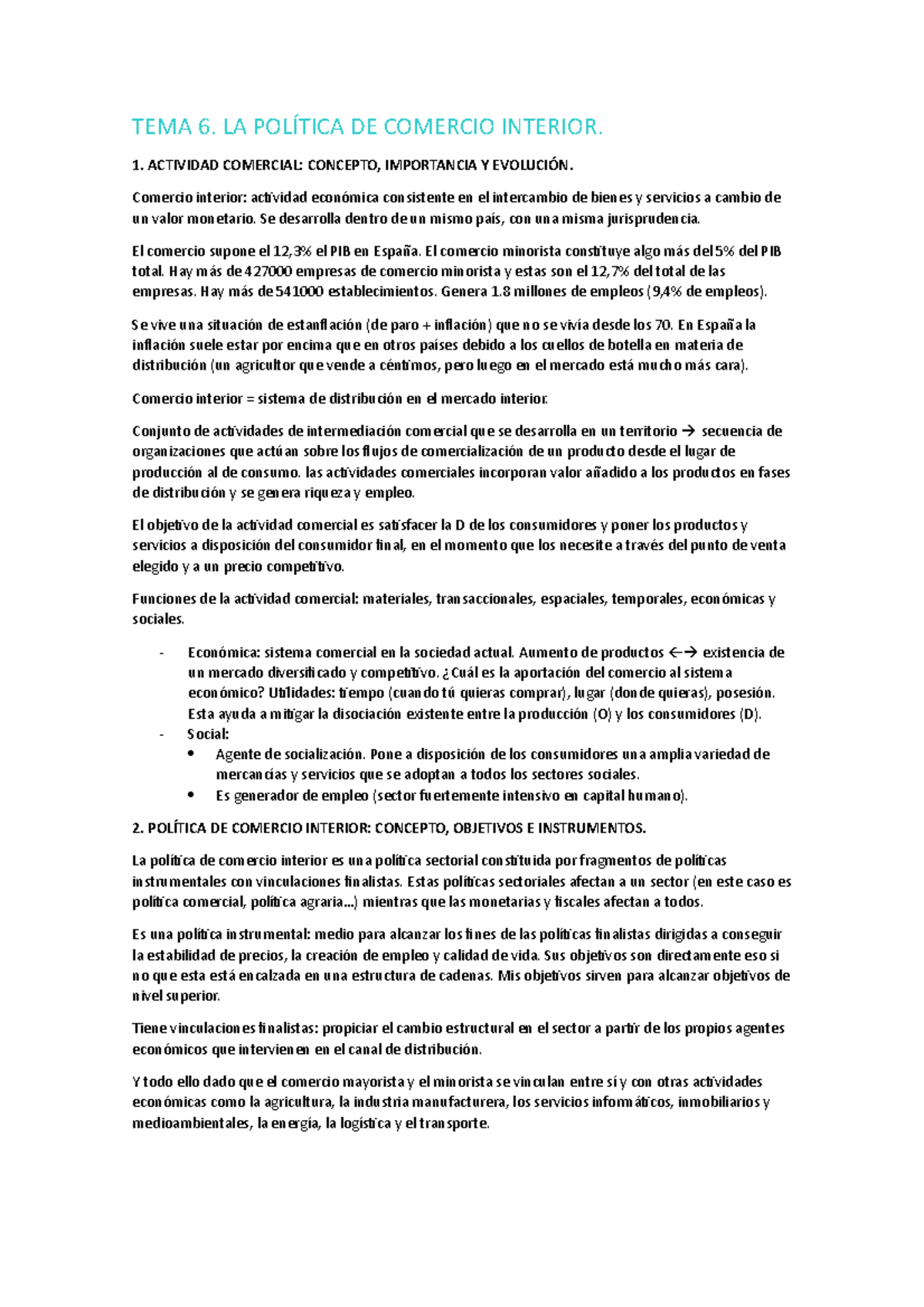TEMA 6. Políticas de Comercio Interior - TEMA 6. LA POLÍTICA DE ...