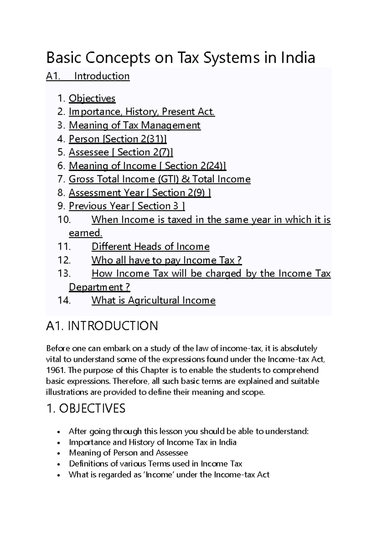 Taxation - Basic Concepts on Tax Systems in India - Basic Concepts on ...